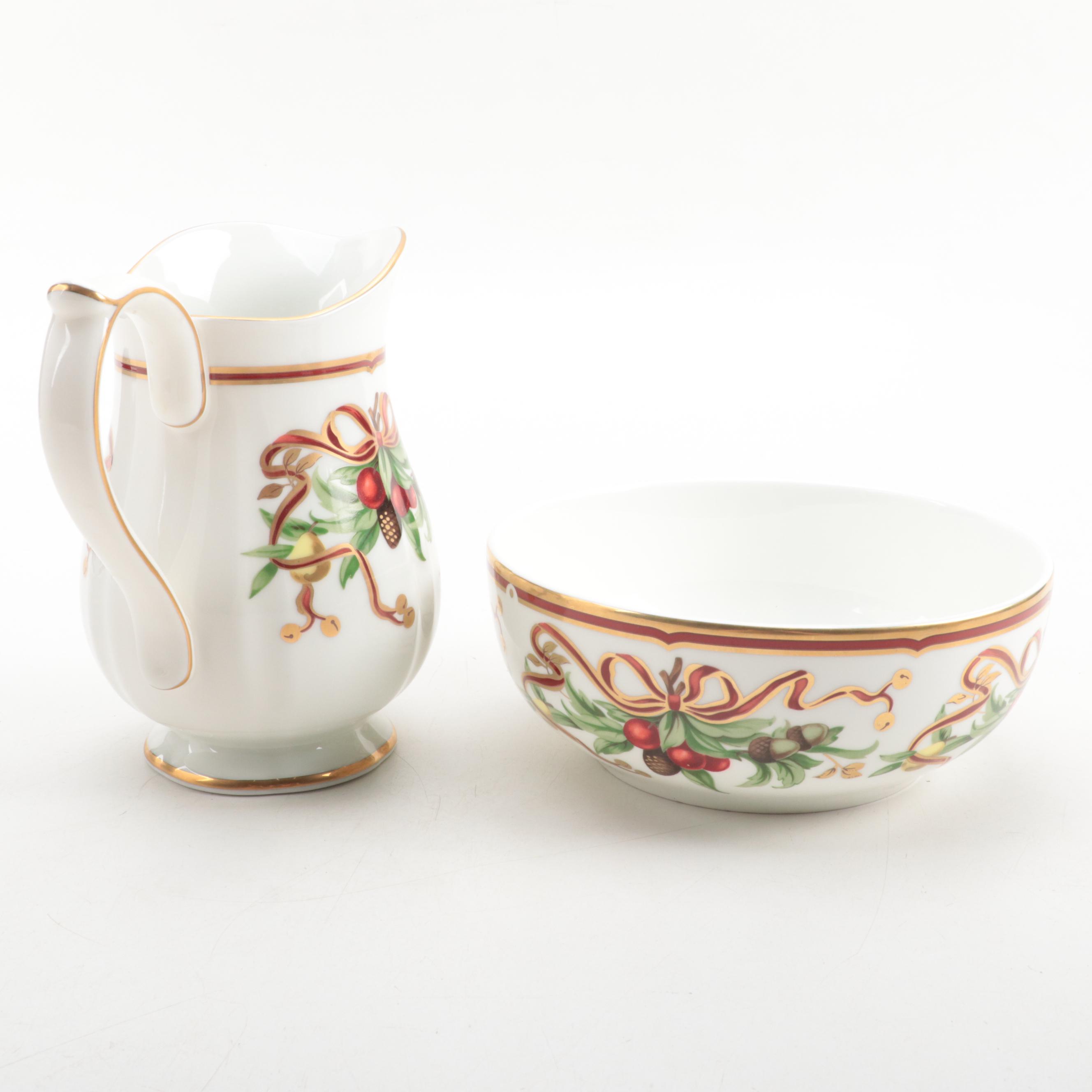 Tiffany & Co. "Tiffany Holiday" Porcelain Pitcher and Bowl | EBTH