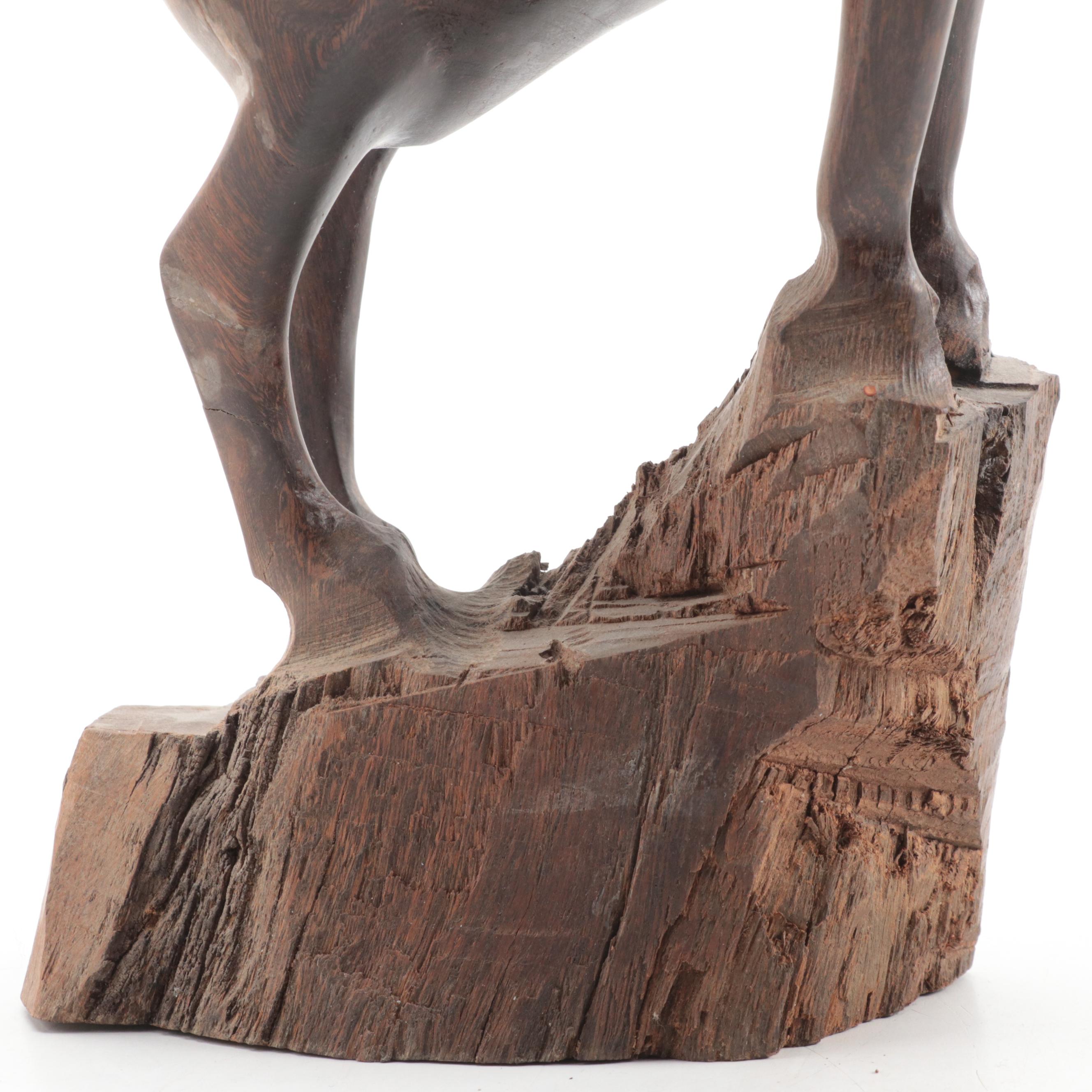 Carved Wooden Ram Figurine | EBTH