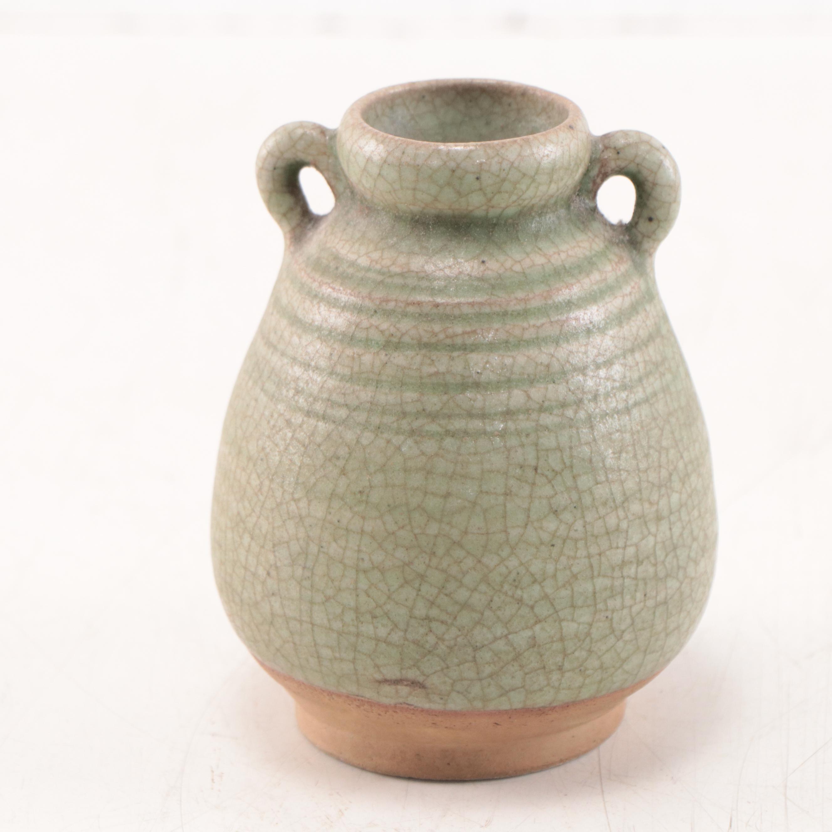 Thai Celadon Sukhothai Stoneware Vases, Mid-20th Century | EBTH