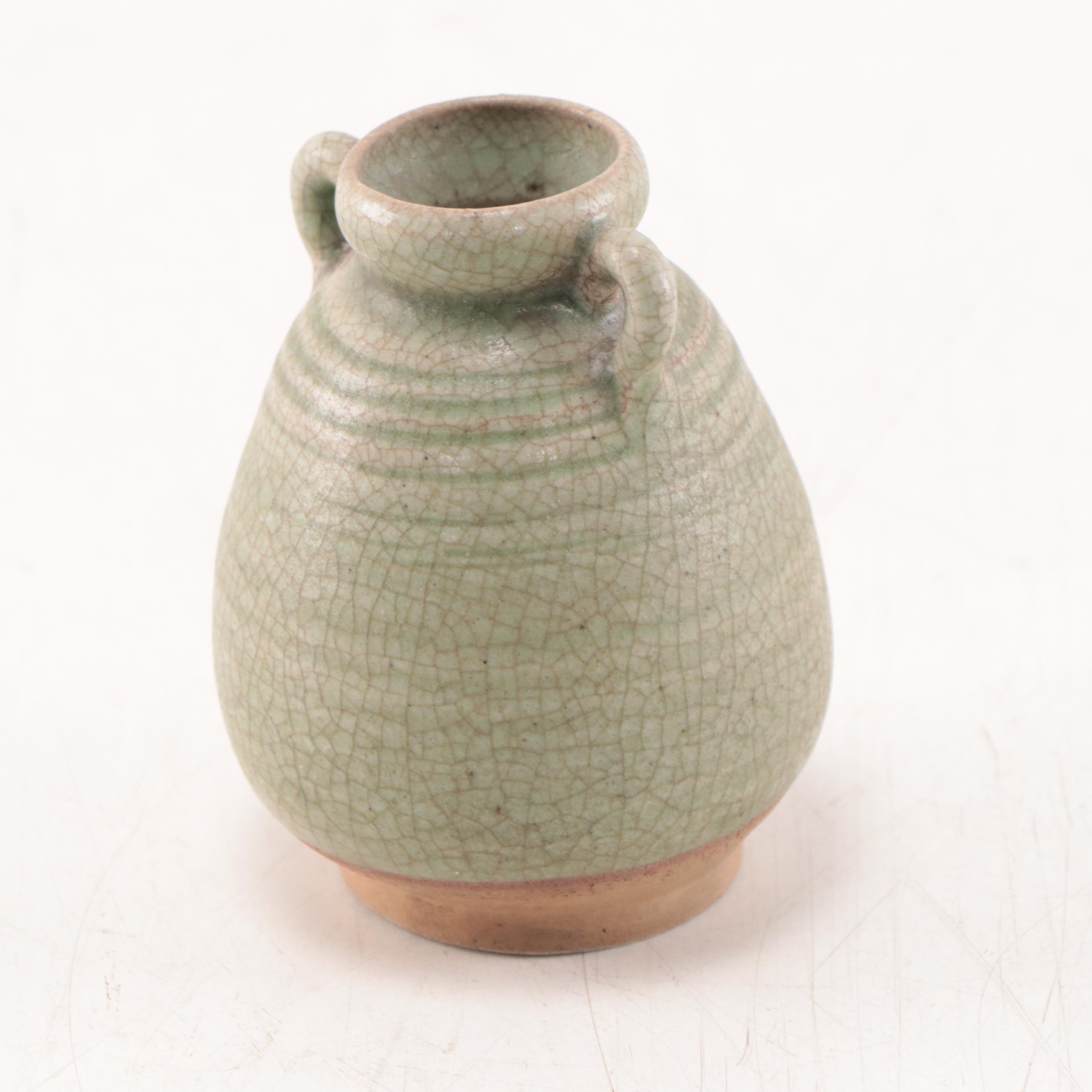 Thai Celadon Sukhothai Stoneware Vases, Mid-20th Century | EBTH