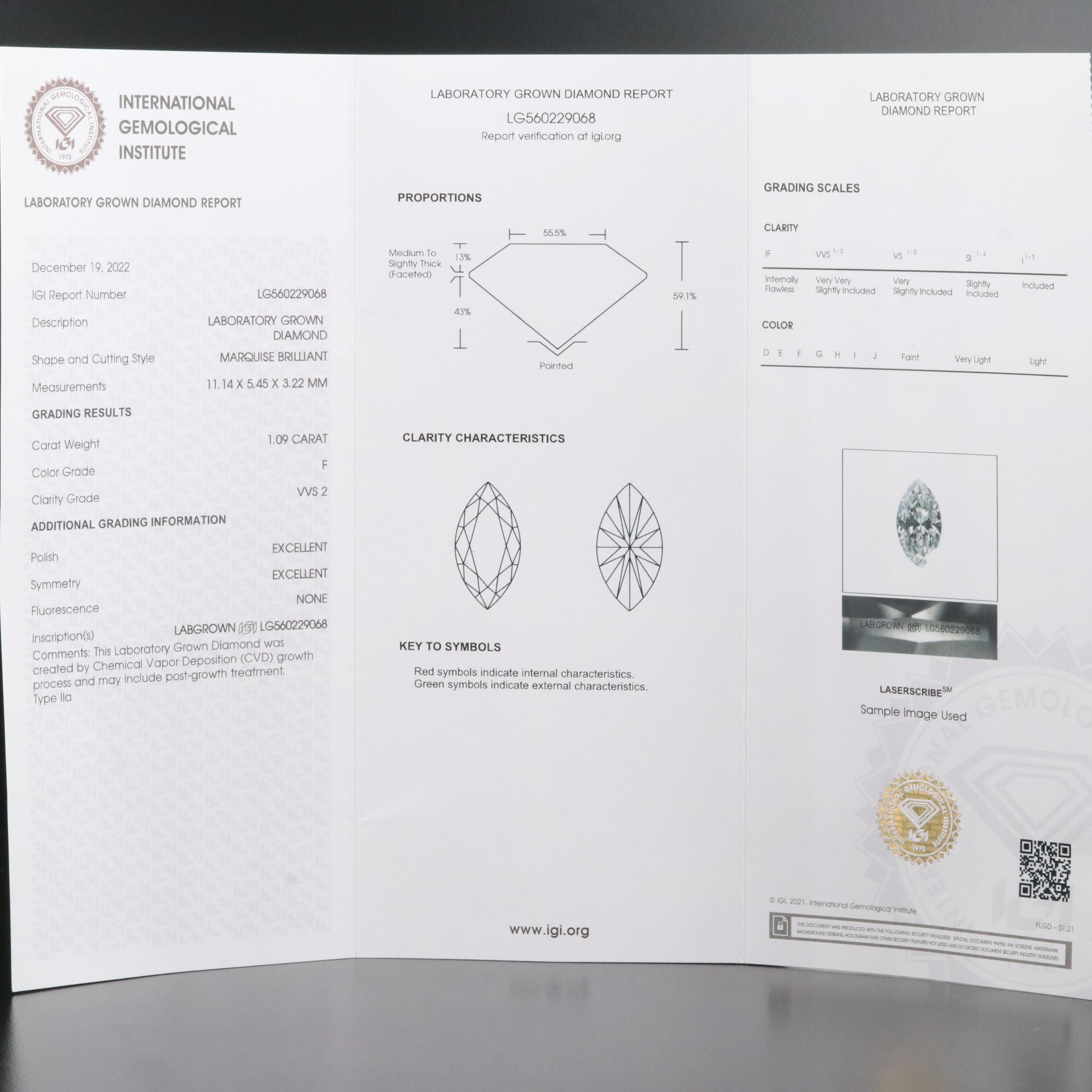 Loose 1.09 CT Lab Grown Diamond with IGI Report | EBTH