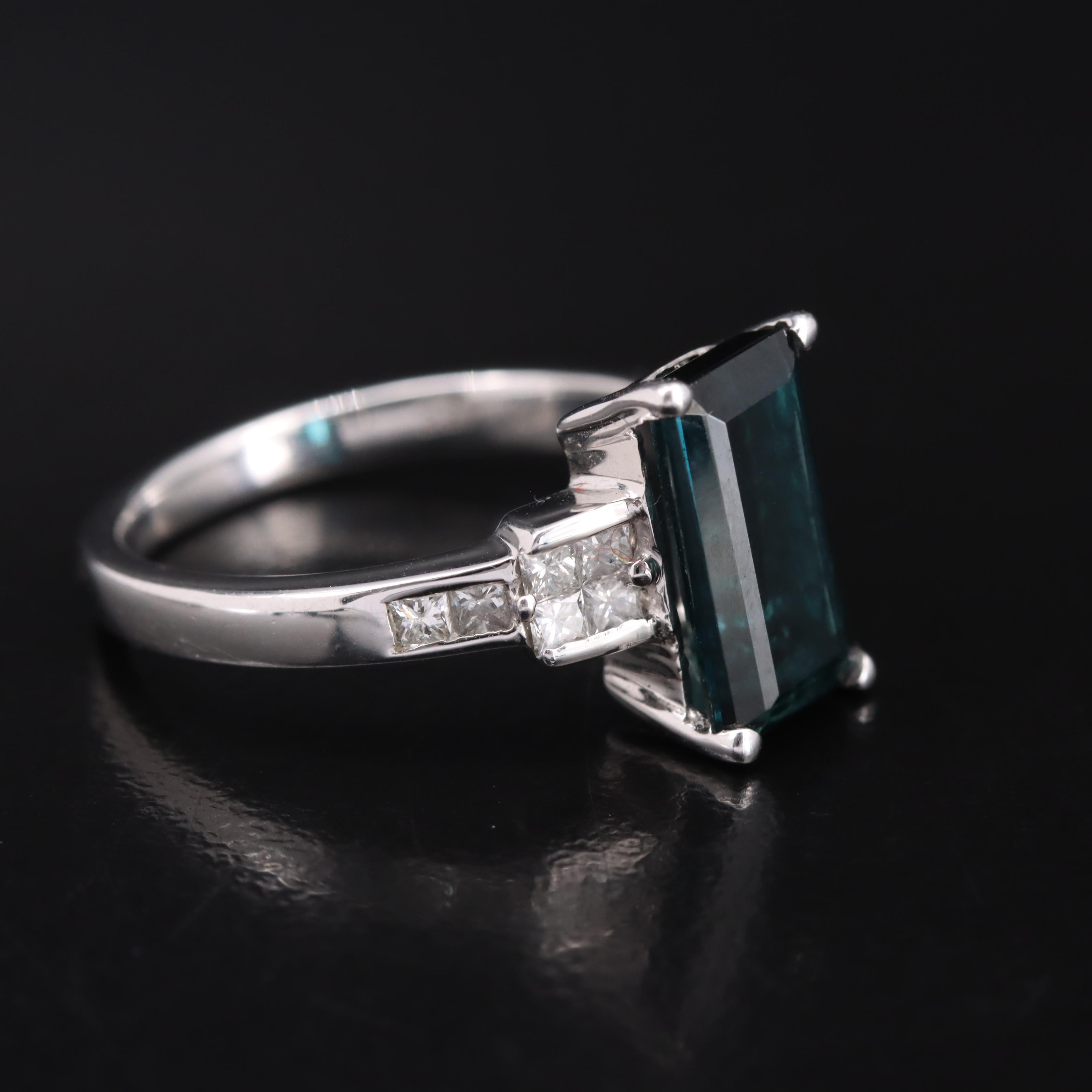 14K Indicalite Tourmaline and Diamond Ring | EBTH