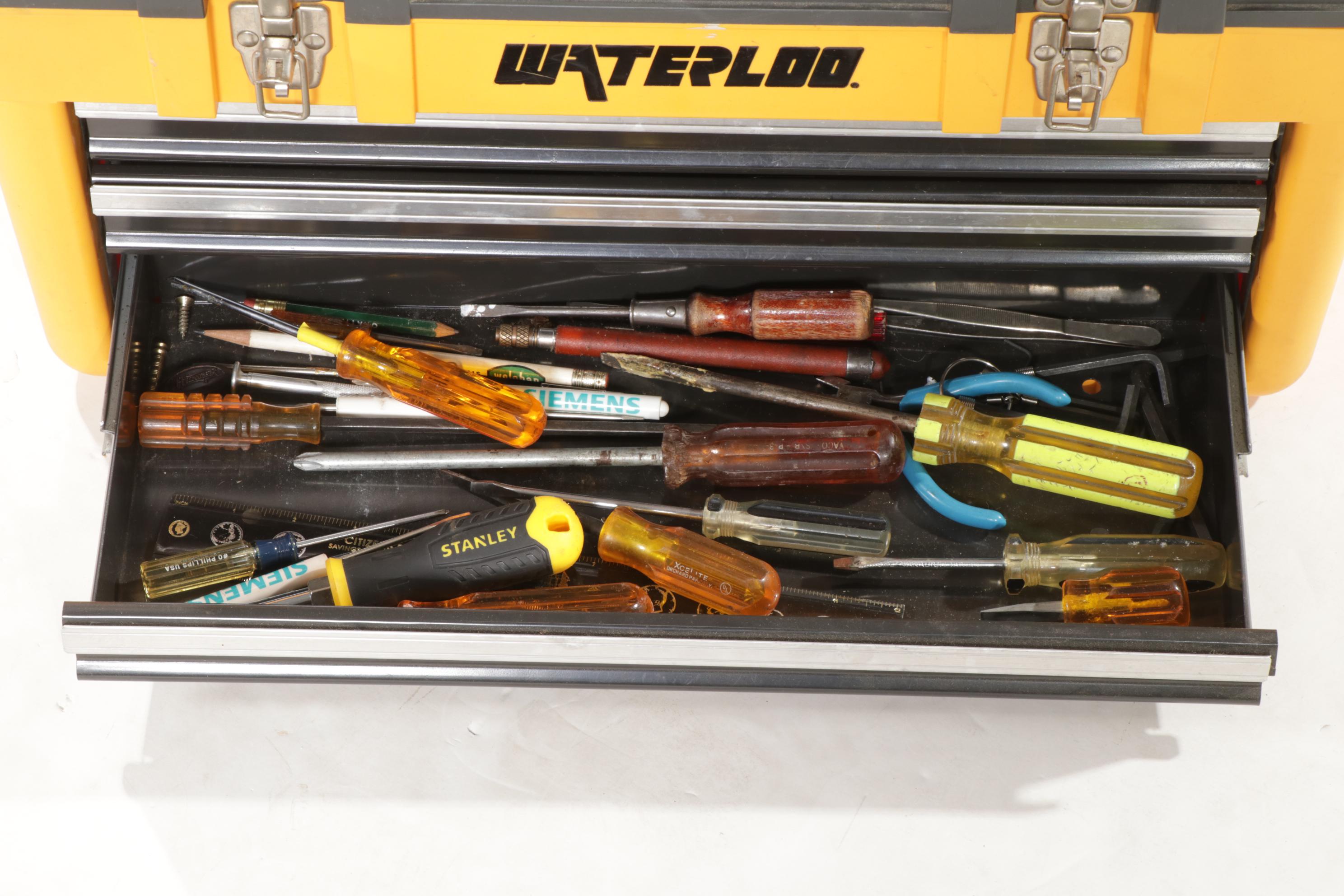 Waterloo Lift-Top and Three-Drawer Portable Tool Chest with Assorted ...