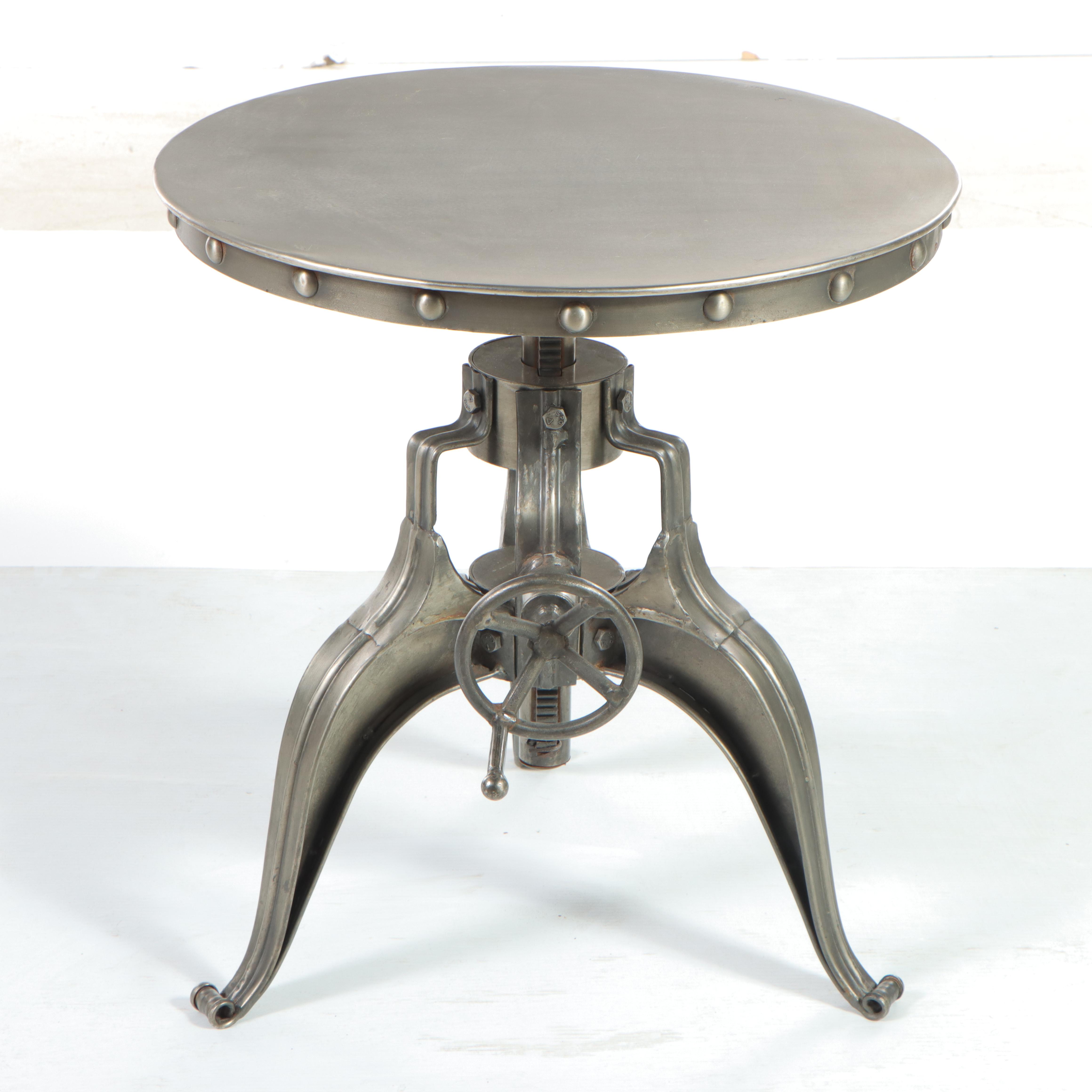 Industrial Style Metal Adjustable-Height "Crank" Side Table | EBTH