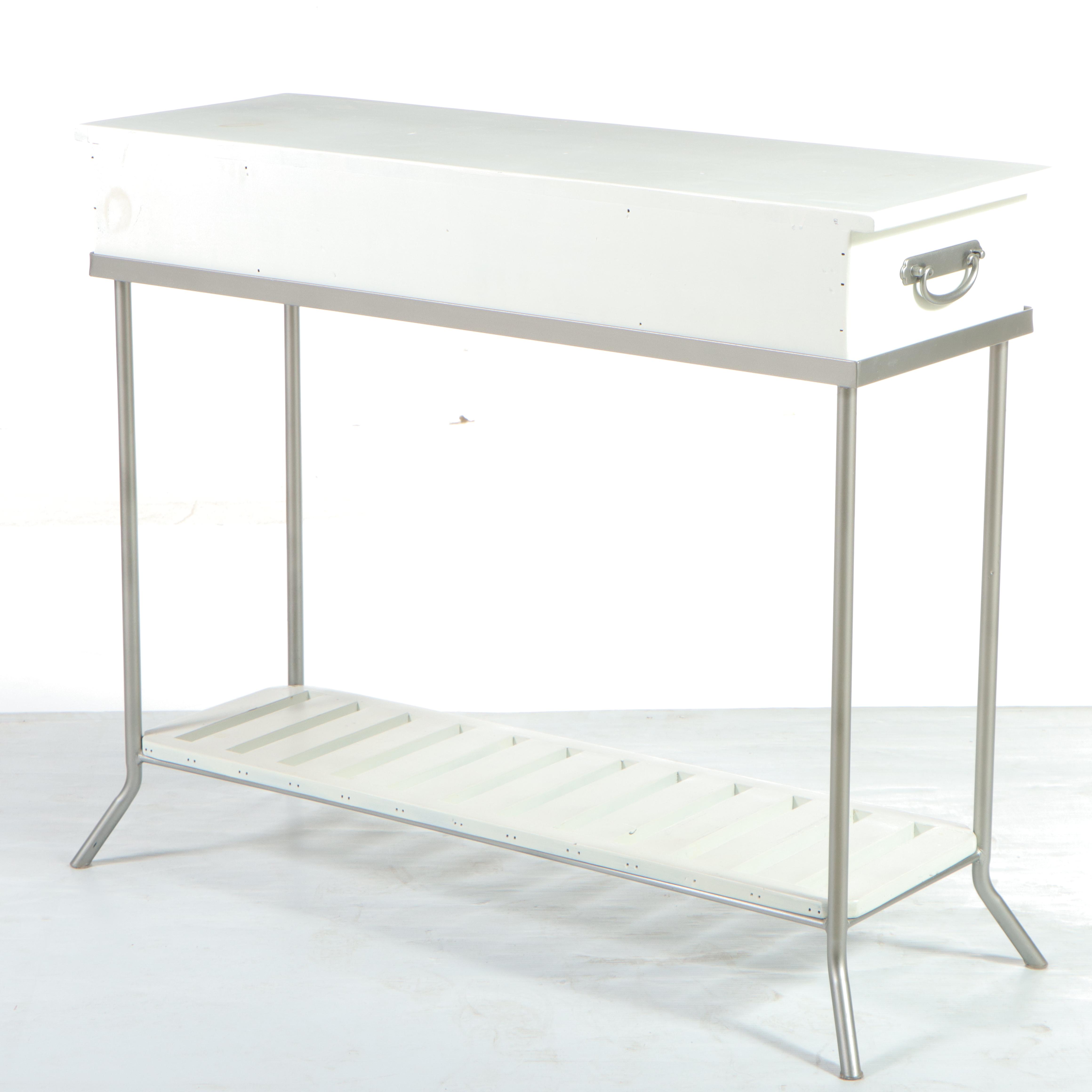 White-Painted Pine and Metal Two-Tier Console Table | EBTH