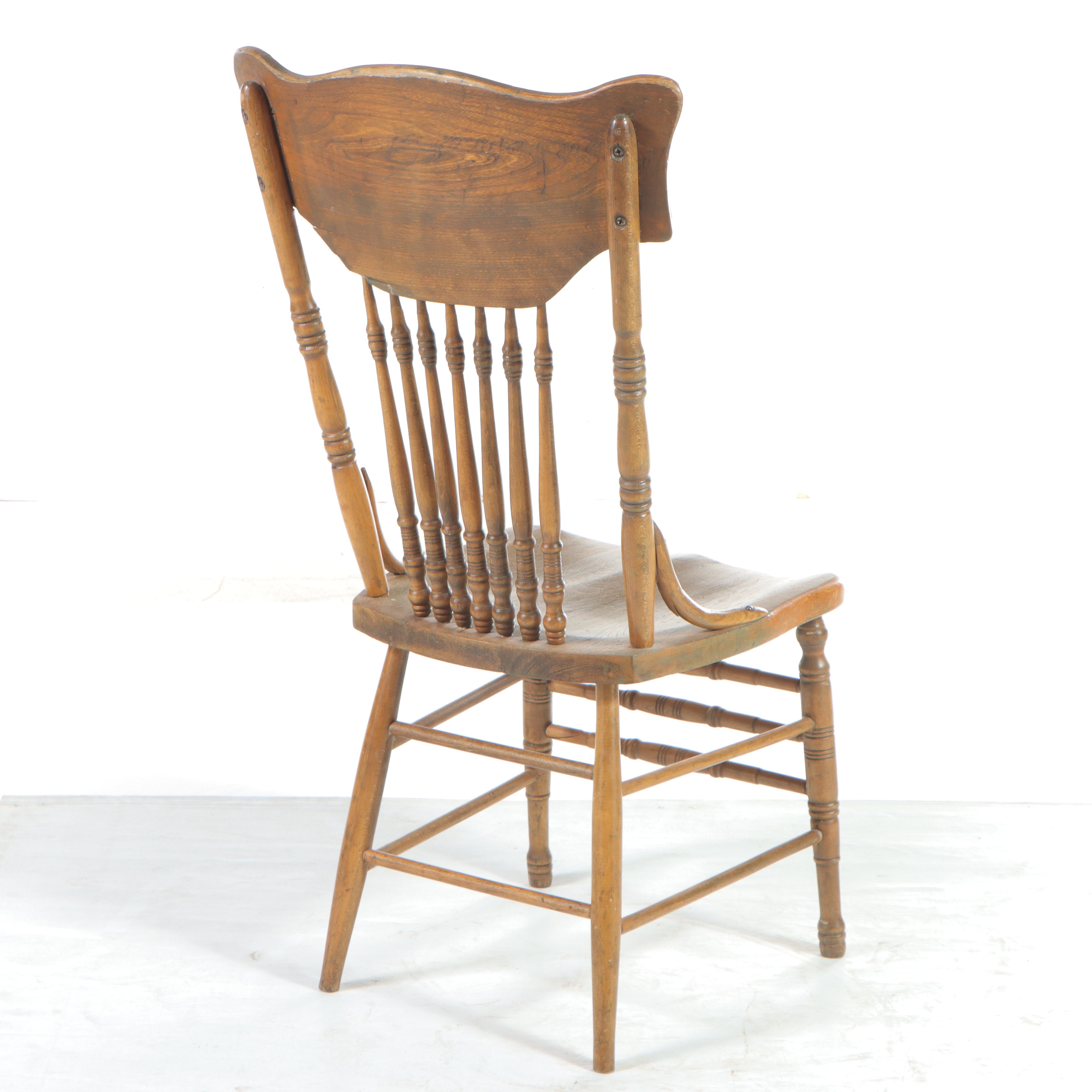 Victorian Carved Oak Rocker Plus Pressed-Back Side Chair | EBTH