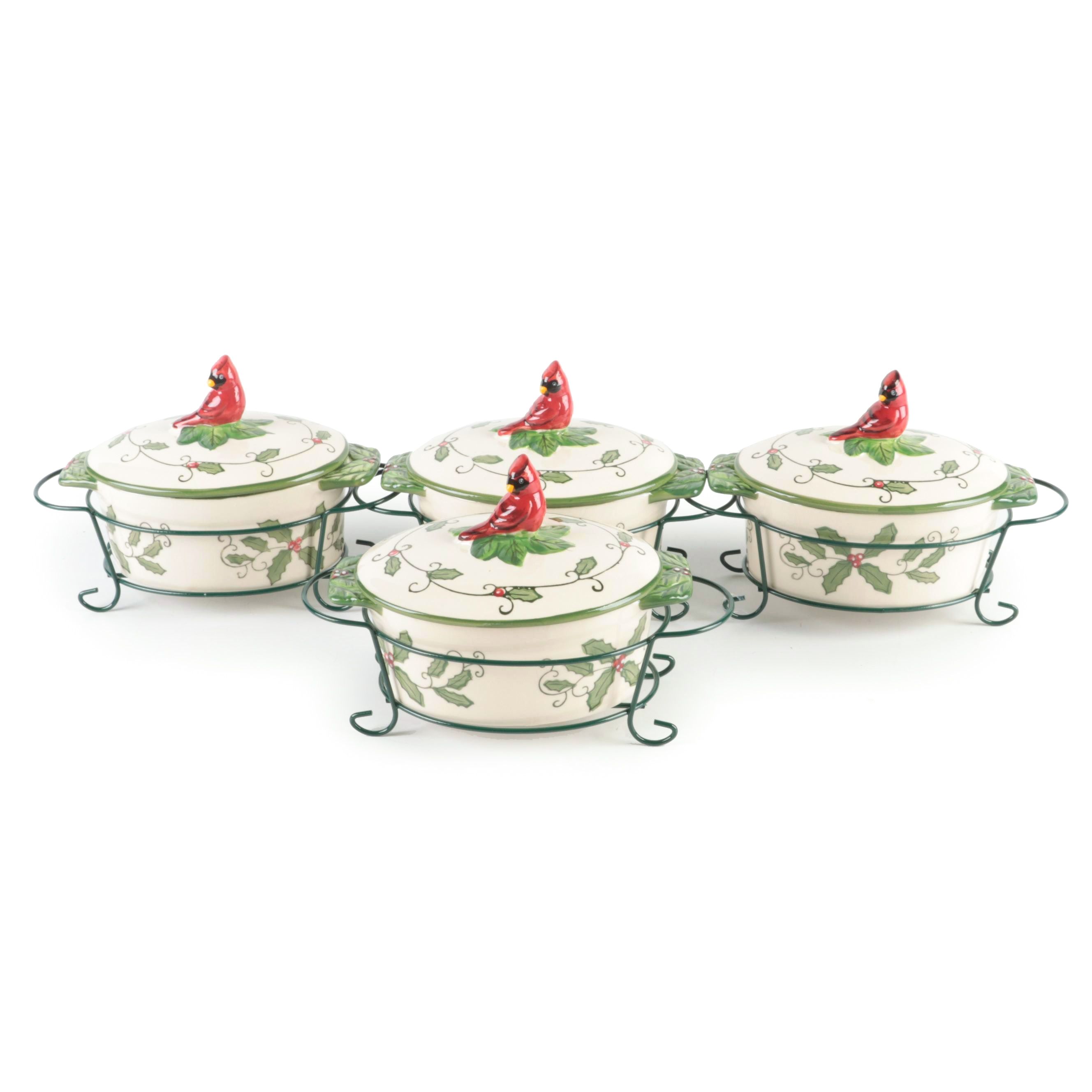 Temp-tations Cardinal 9 oz. Ceramic Oval Bakers and Racks | EBTH