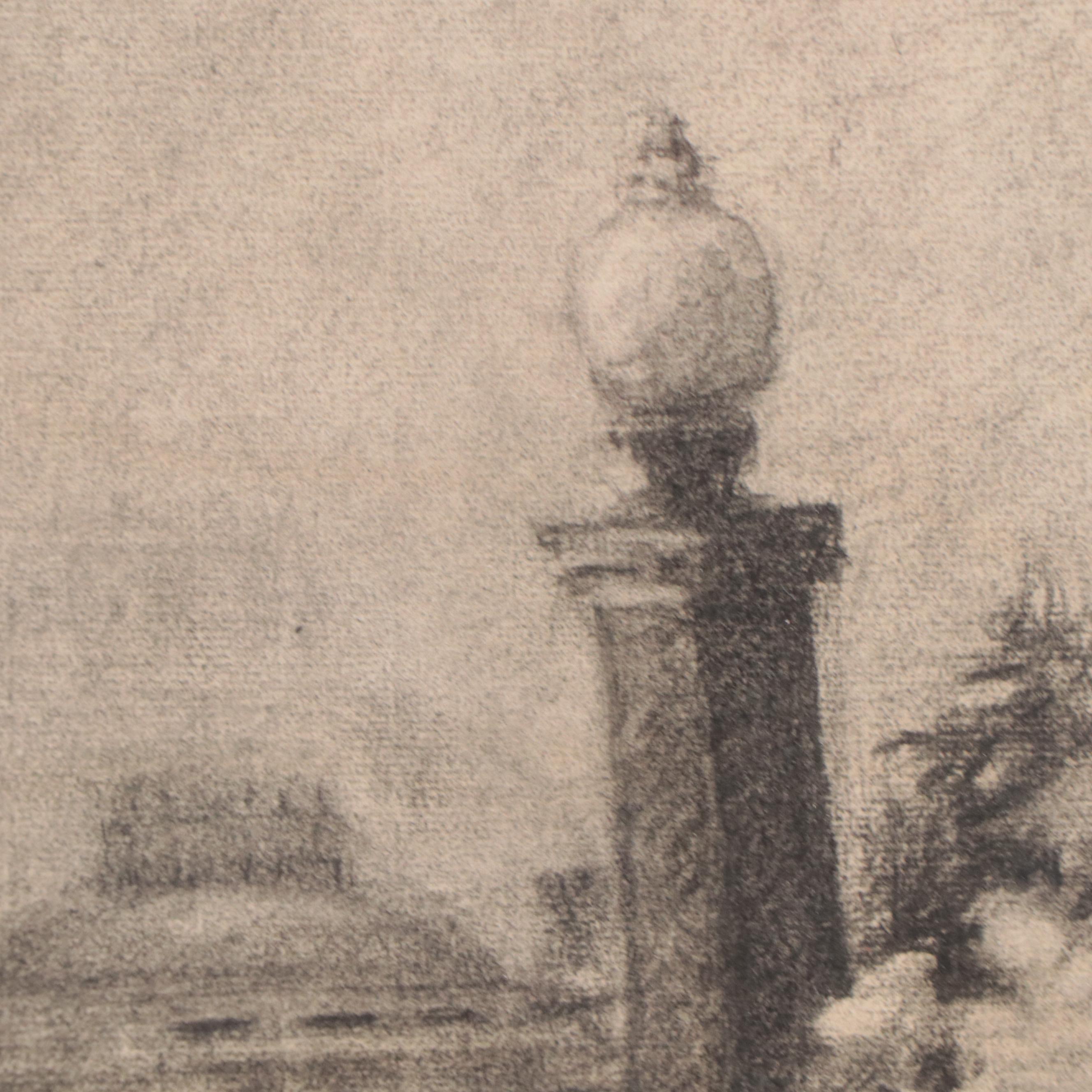 Double-Sided Charcoal Drawing of Statue and United States Capitol | EBTH