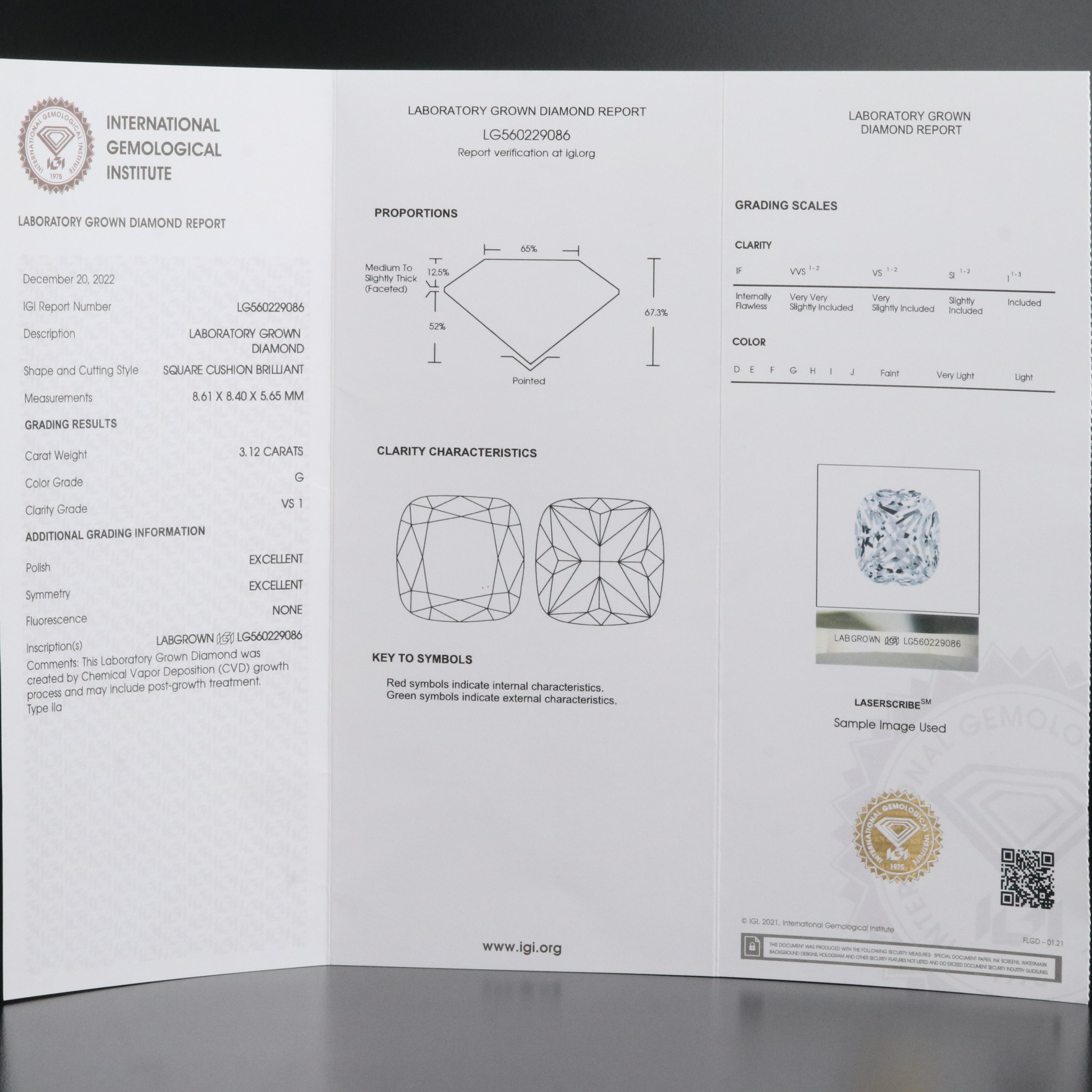 Loose 3.12 CT Lab Grown Diamond with IGI Report | EBTH