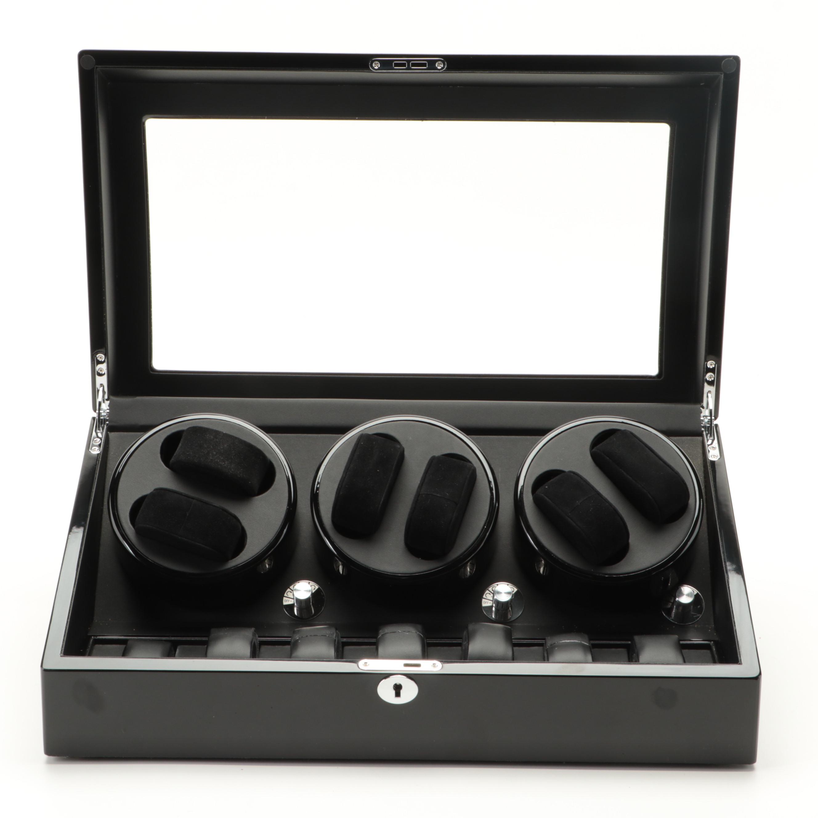 Contemporary Six Watch Winder with High Gloss Black Finish | EBTH