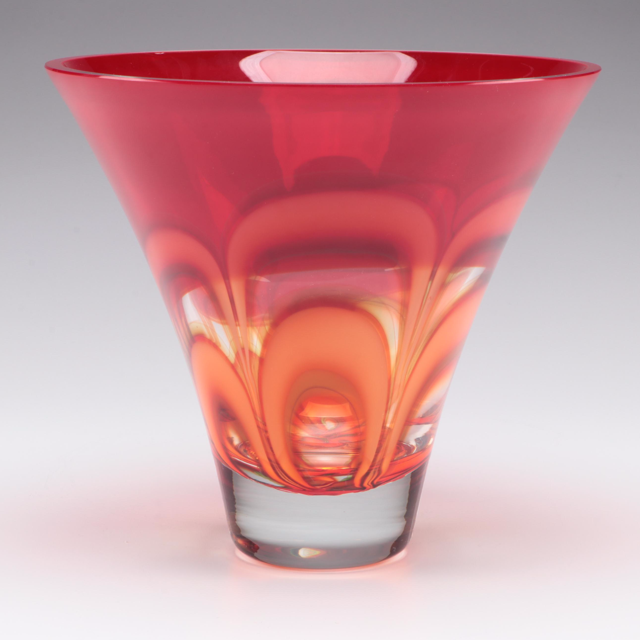 Waterford Crystal "Evolution" Red and Amber Flared Bowl, 2005–2016 | EBTH