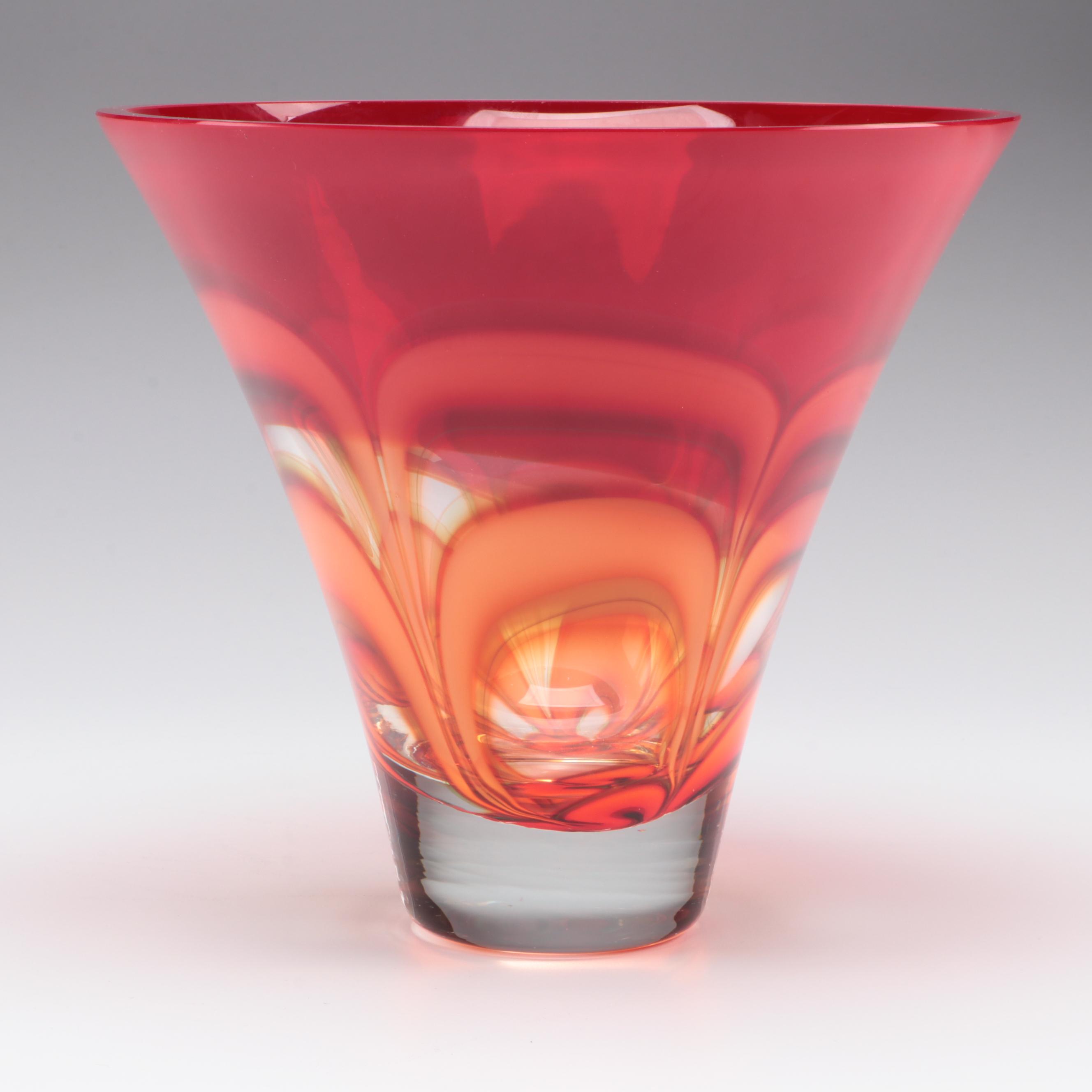 Waterford Crystal "Evolution" Red and Amber Flared Bowl, 2005–2016 | EBTH