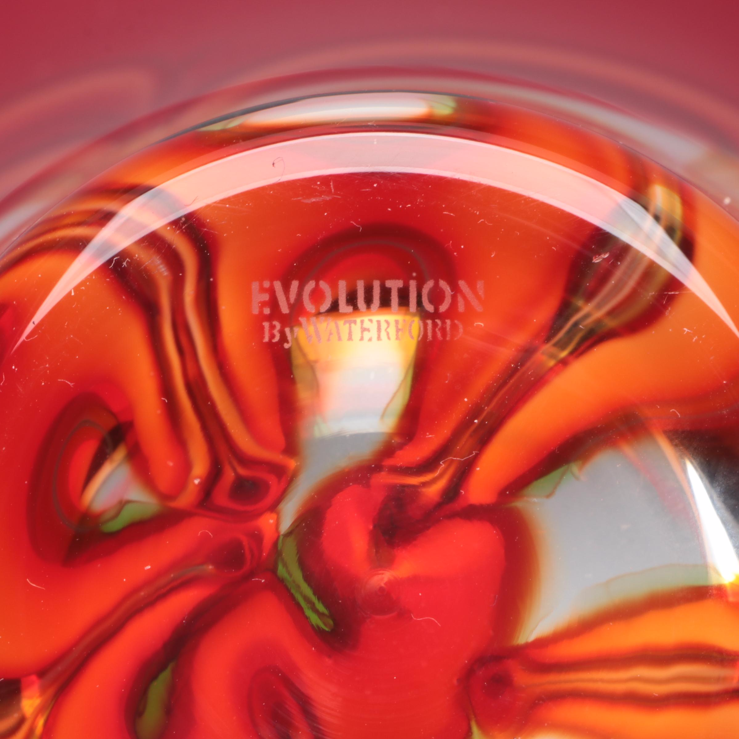 Waterford Crystal "Evolution" Red and Amber Flared Bowl, 2005–2016 | EBTH