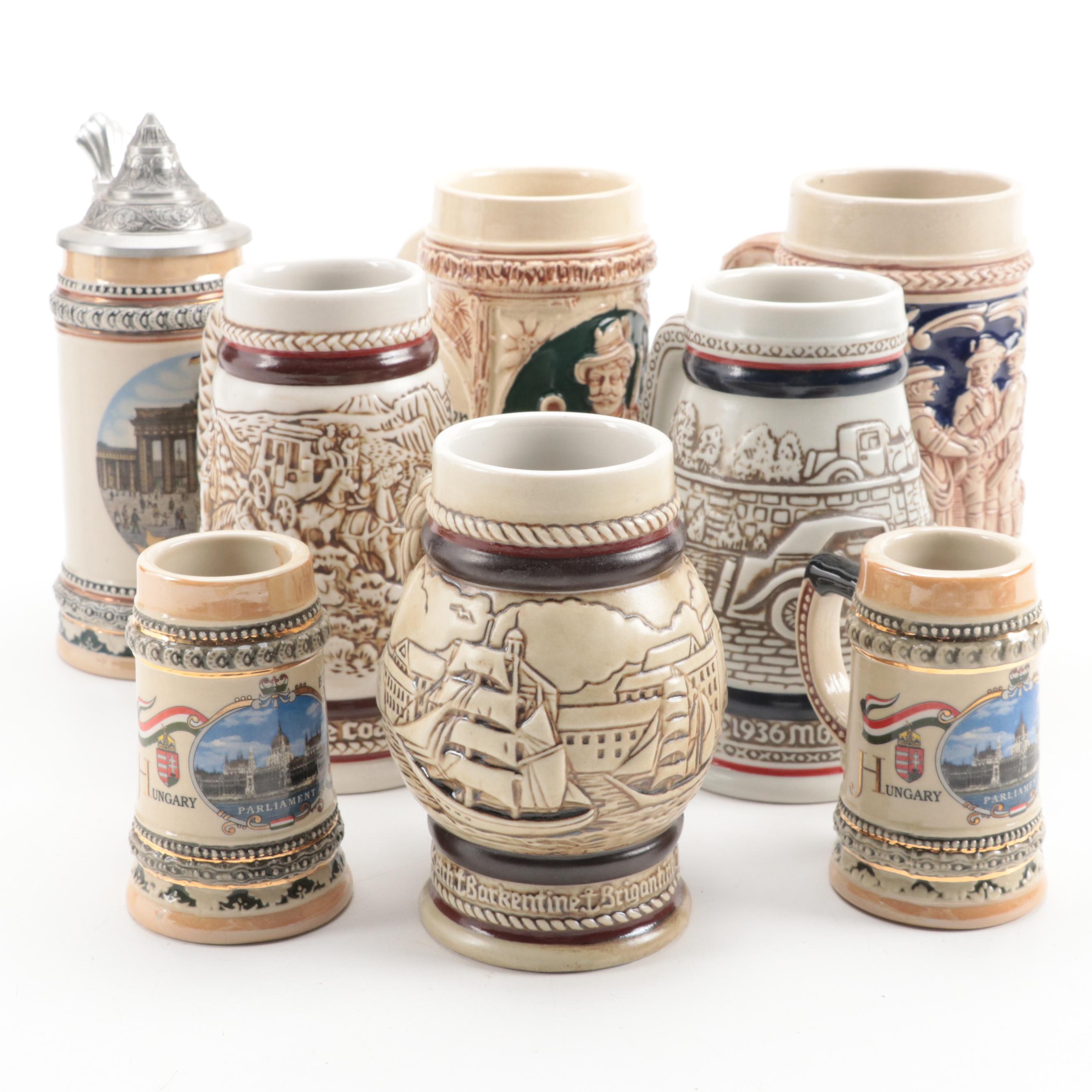 Avon, Gerz, and More Glazed Stoneware Beer Stein and Mugs | EBTH