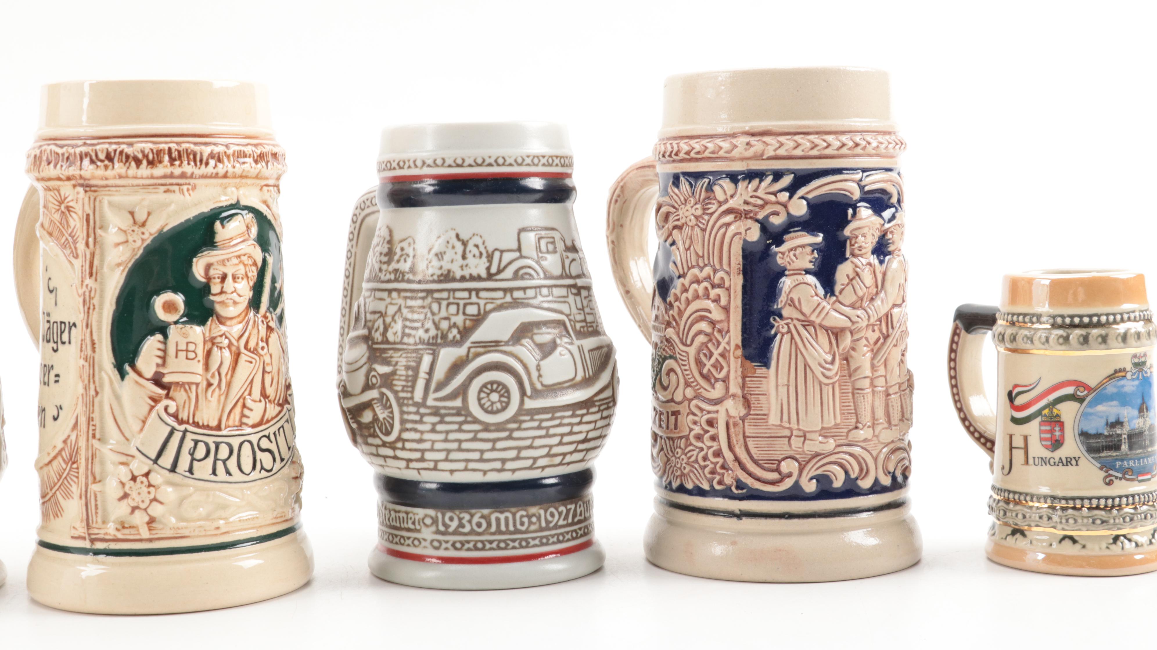 Avon, Gerz, and More Glazed Stoneware Beer Stein and Mugs | EBTH