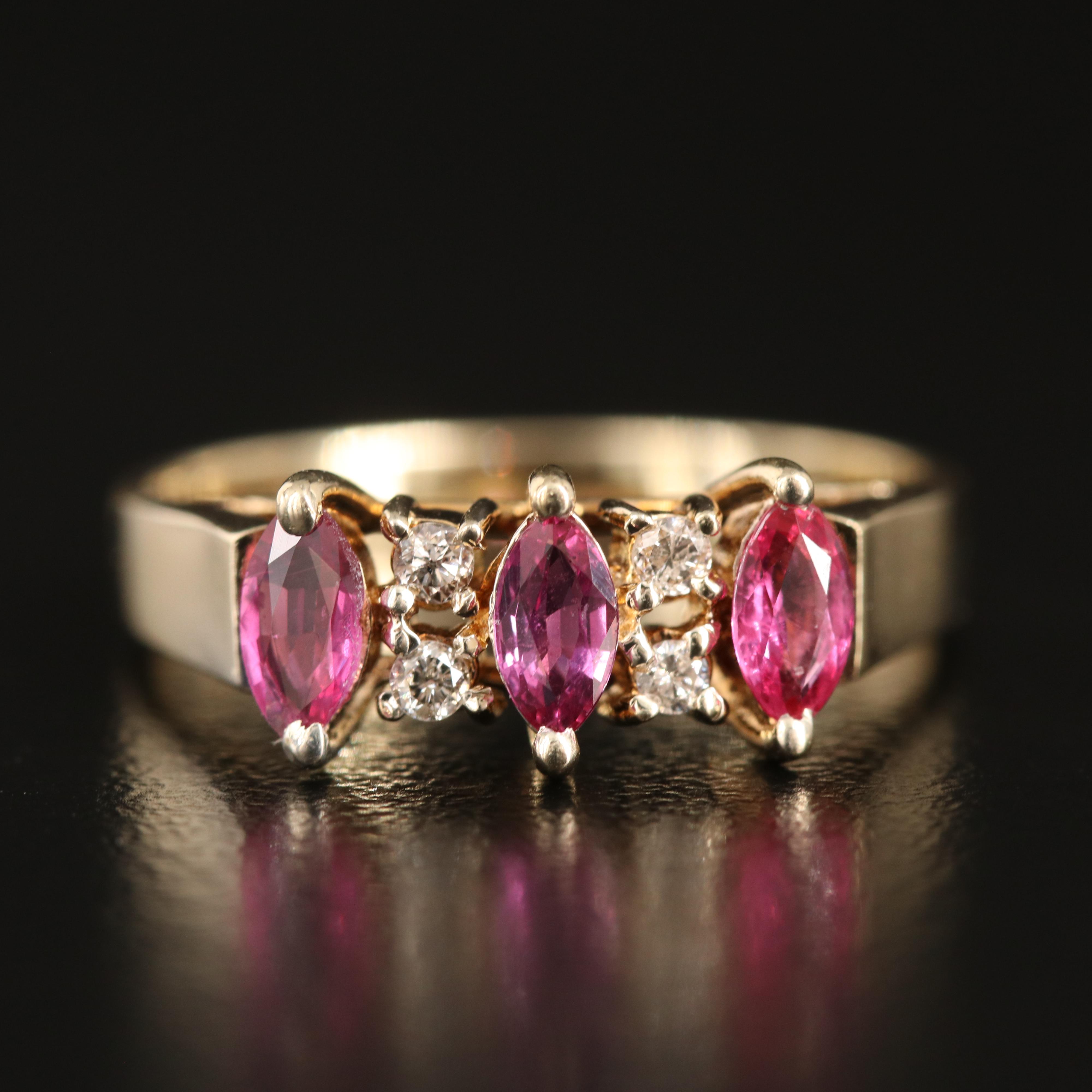 EFFY 14K Pavé Diamond, Sapphire and Ruby Flower Ring | EBTH