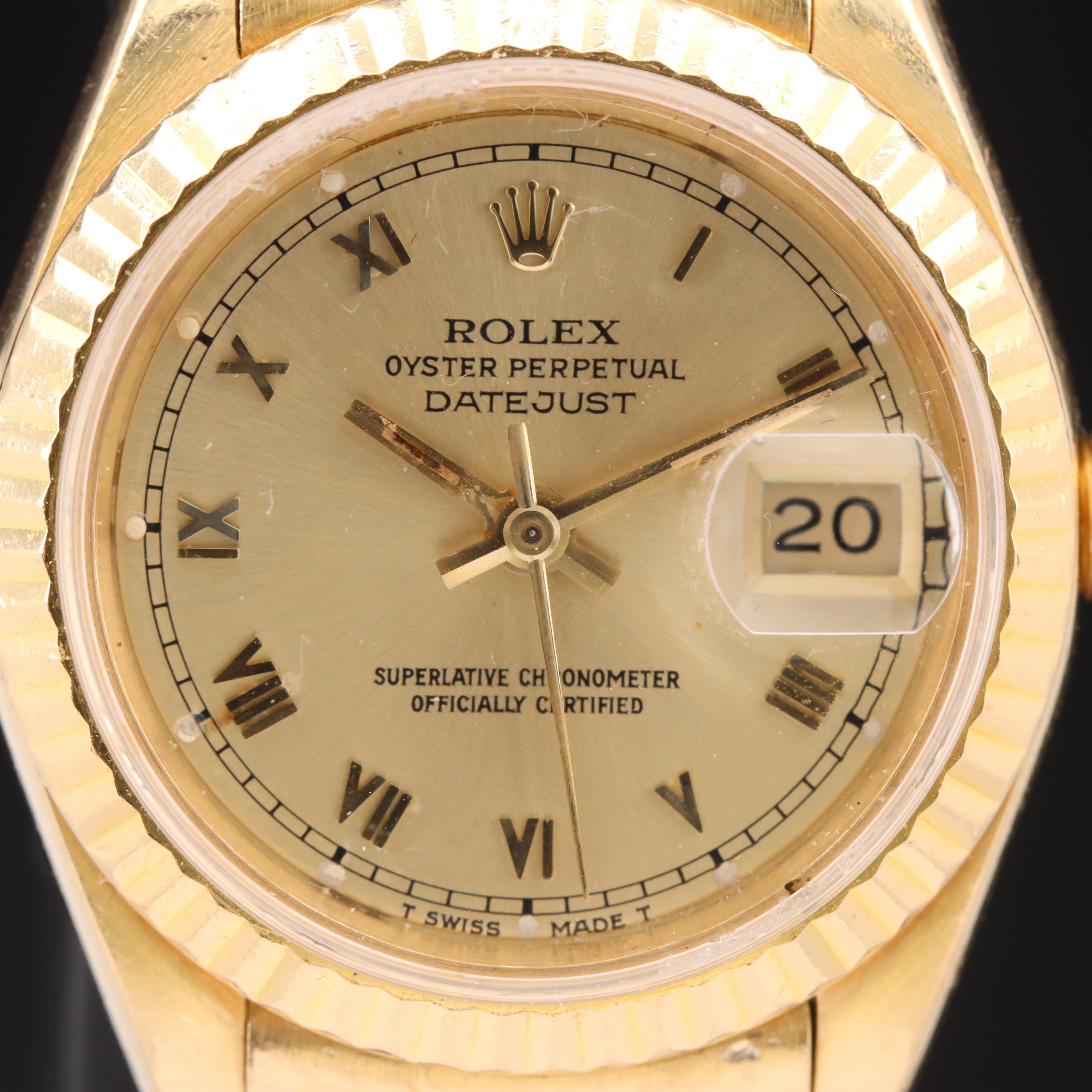 1985 18K Rolex Datejust President Bracelet Wristwatch | EBTH