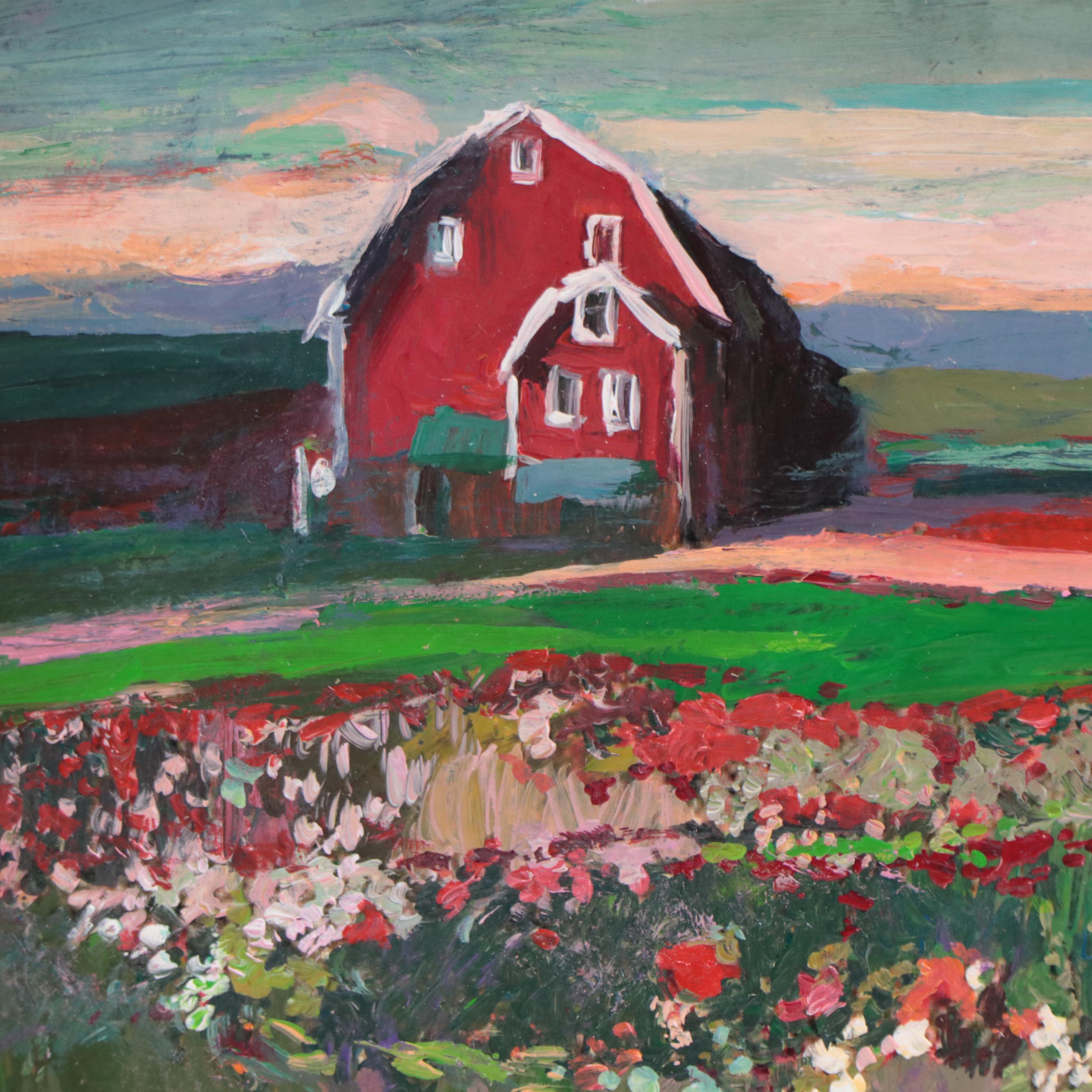 Agnes Rey Oil Painting "The Farm," 2022 | EBTH