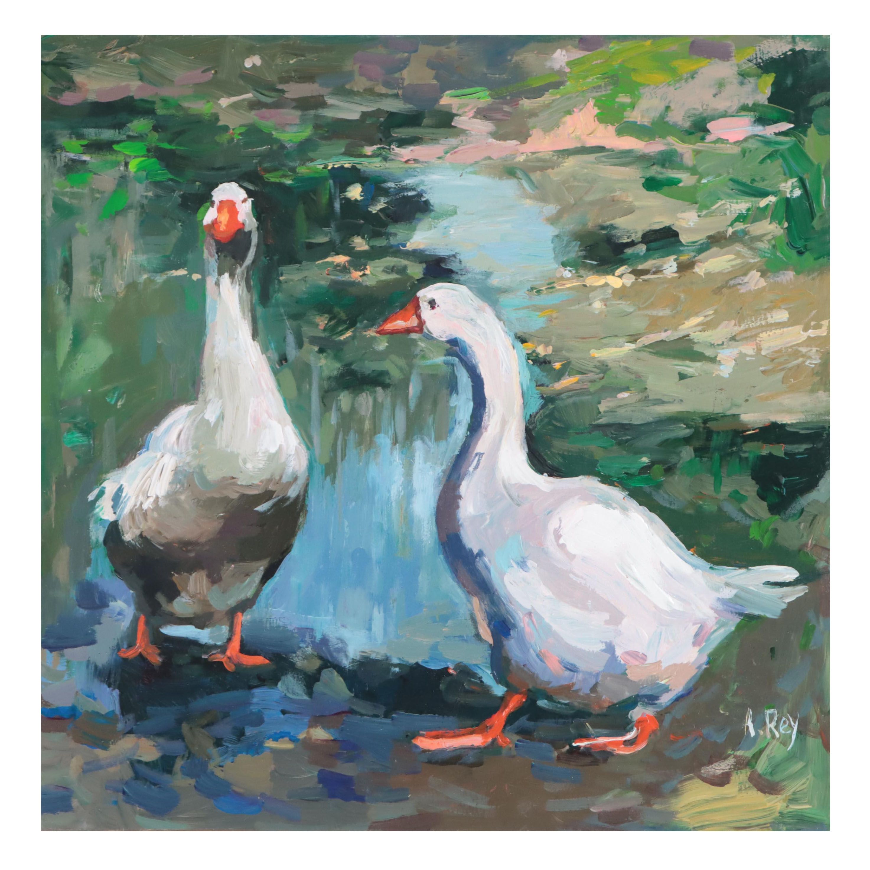 Agnes Rey Oil Painting "Village Yard," 21st Century | EBTH