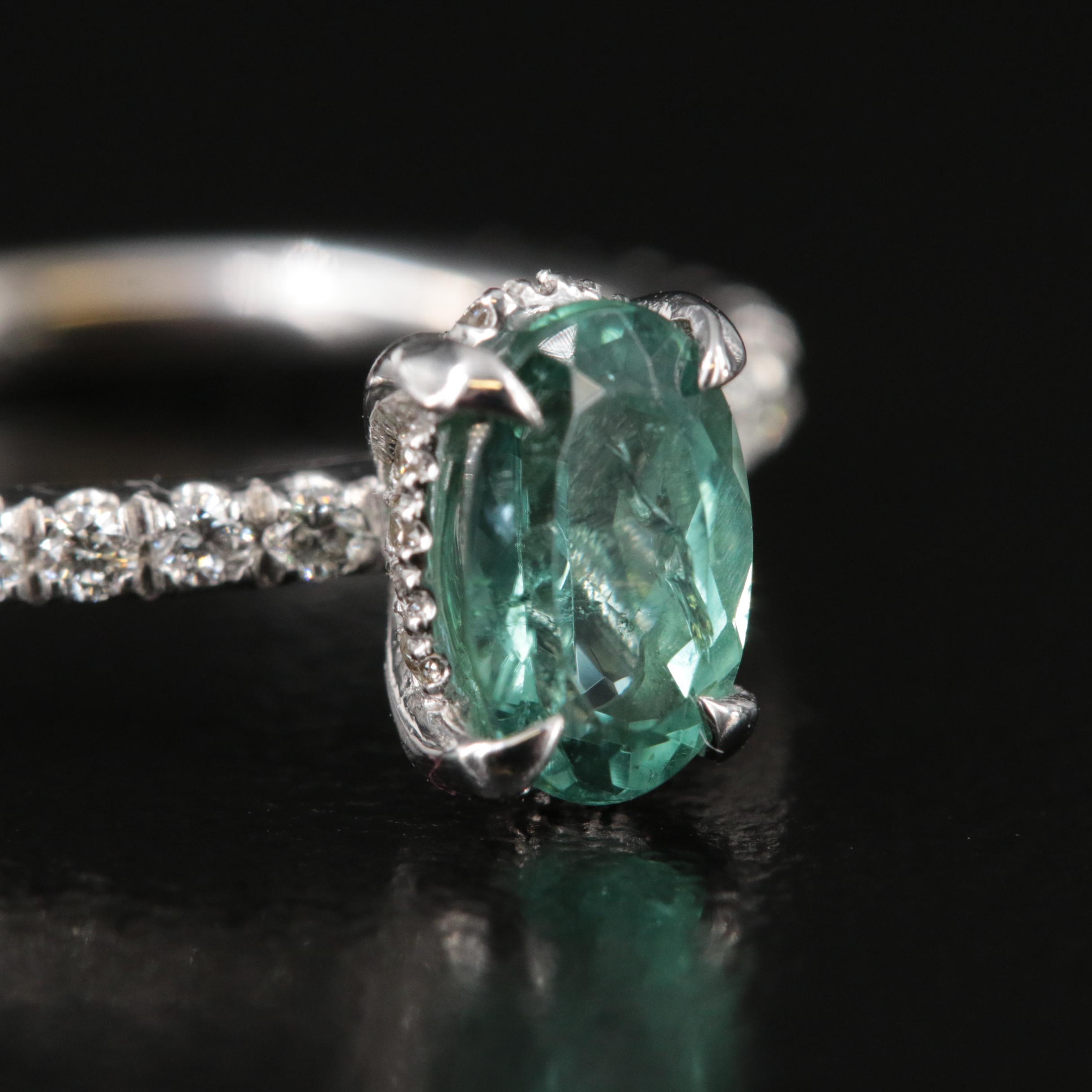 14K Paraiba Tourmaline and Diamond Ring with 10K Head and GIA Report | EBTH