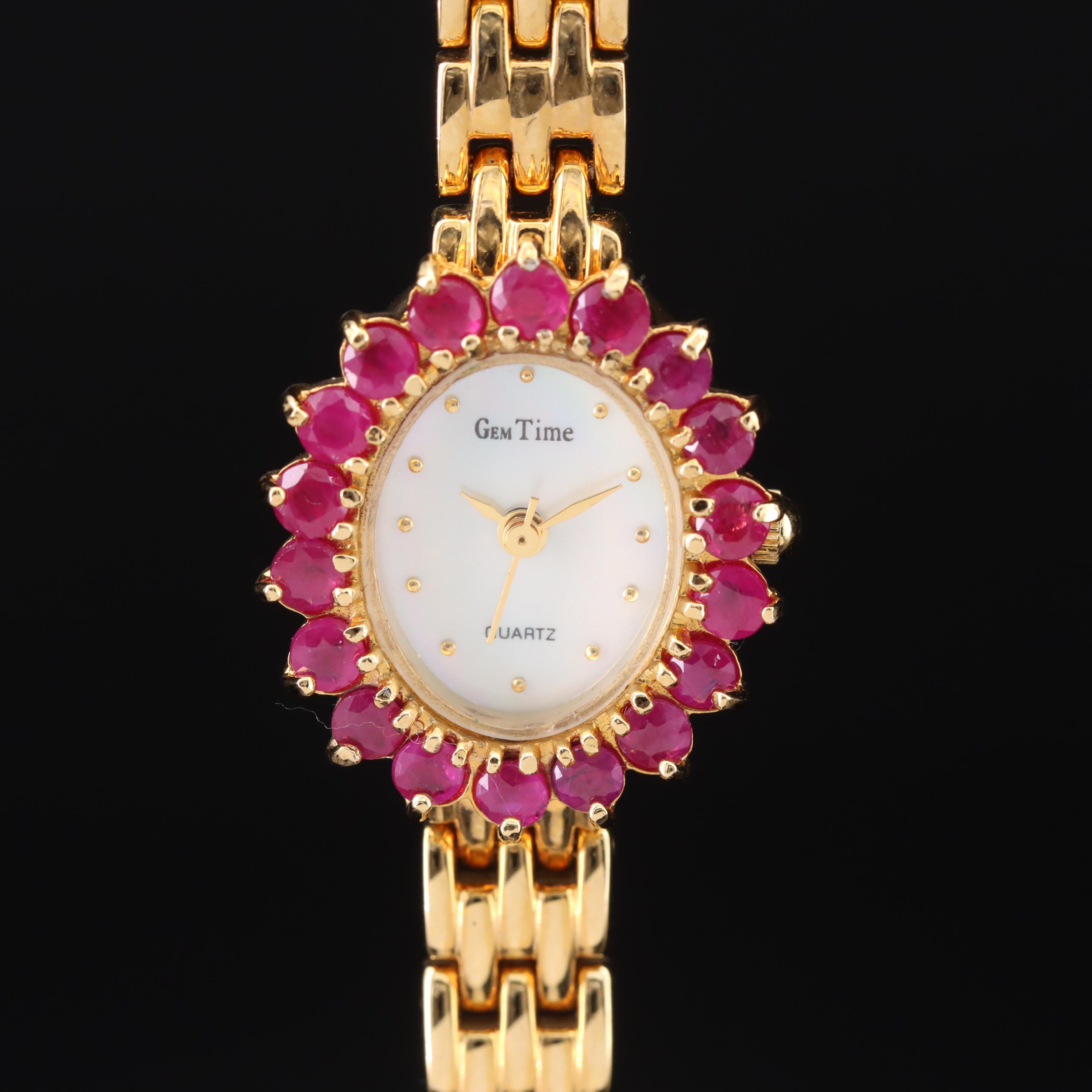 Gem Time Mother-of-Pearl Dial and Ruby Case Wristwatch | EBTH