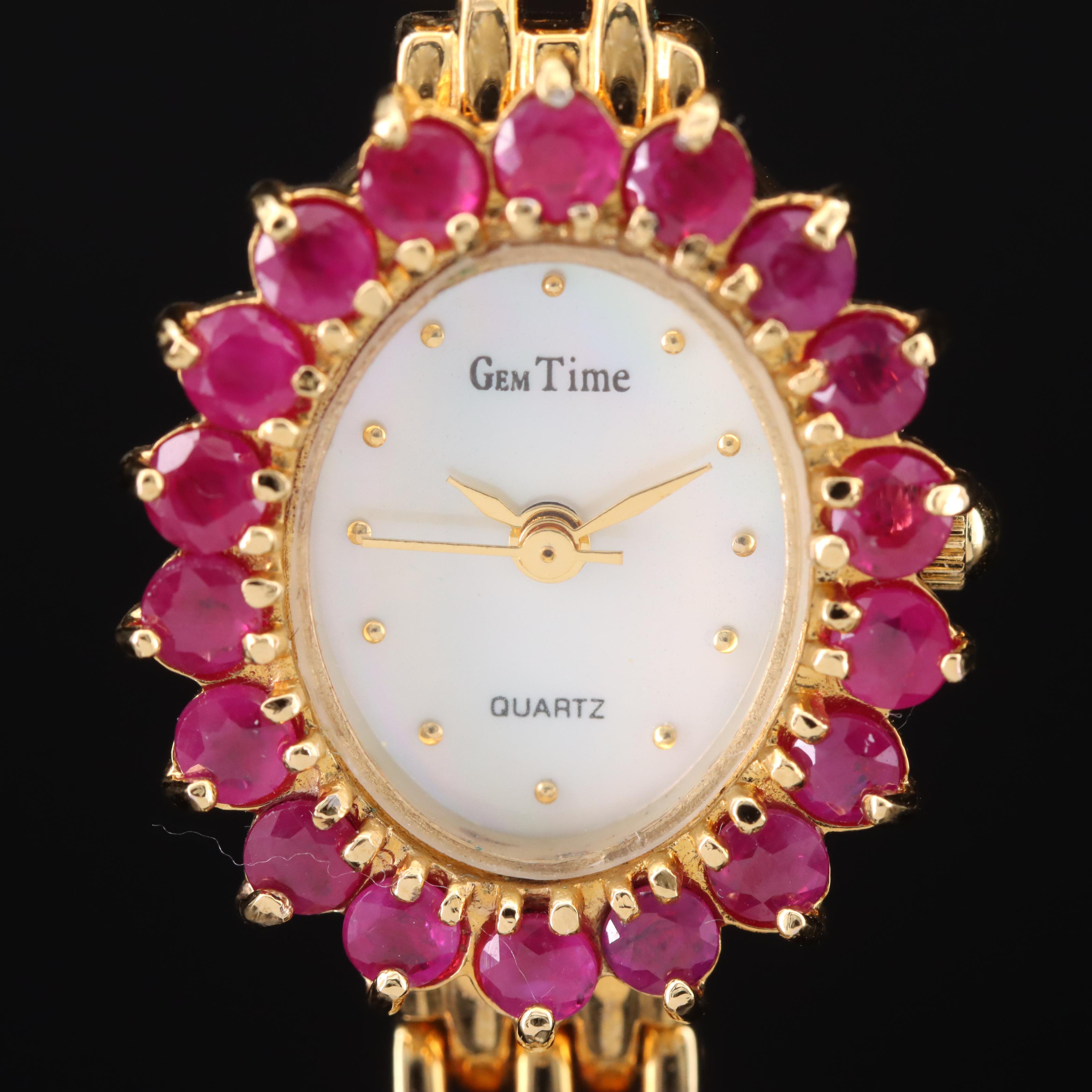 Gem Time Mother-of-Pearl Dial and Ruby Case Wristwatch | EBTH