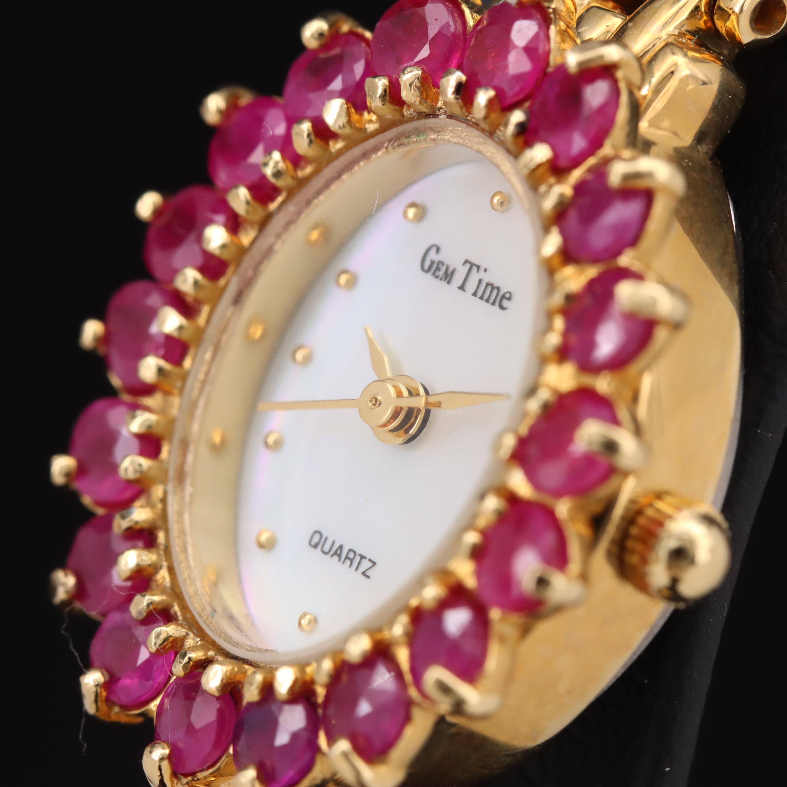Gem Time Mother-of-Pearl Dial and Ruby Case Wristwatch | EBTH