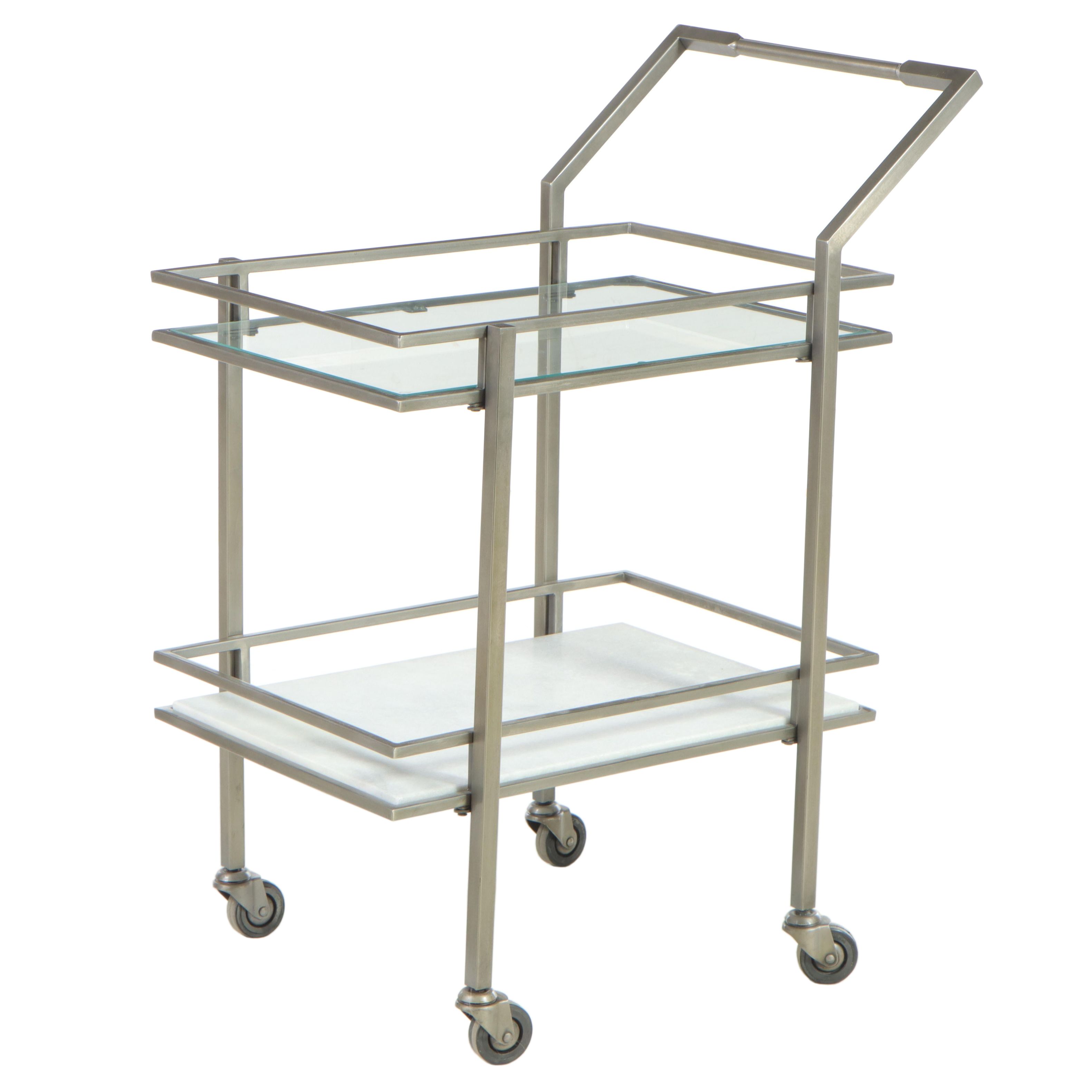 Crate & Barrel "Renee" Steel, Glass, and Marble Bar Cart | EBTH
