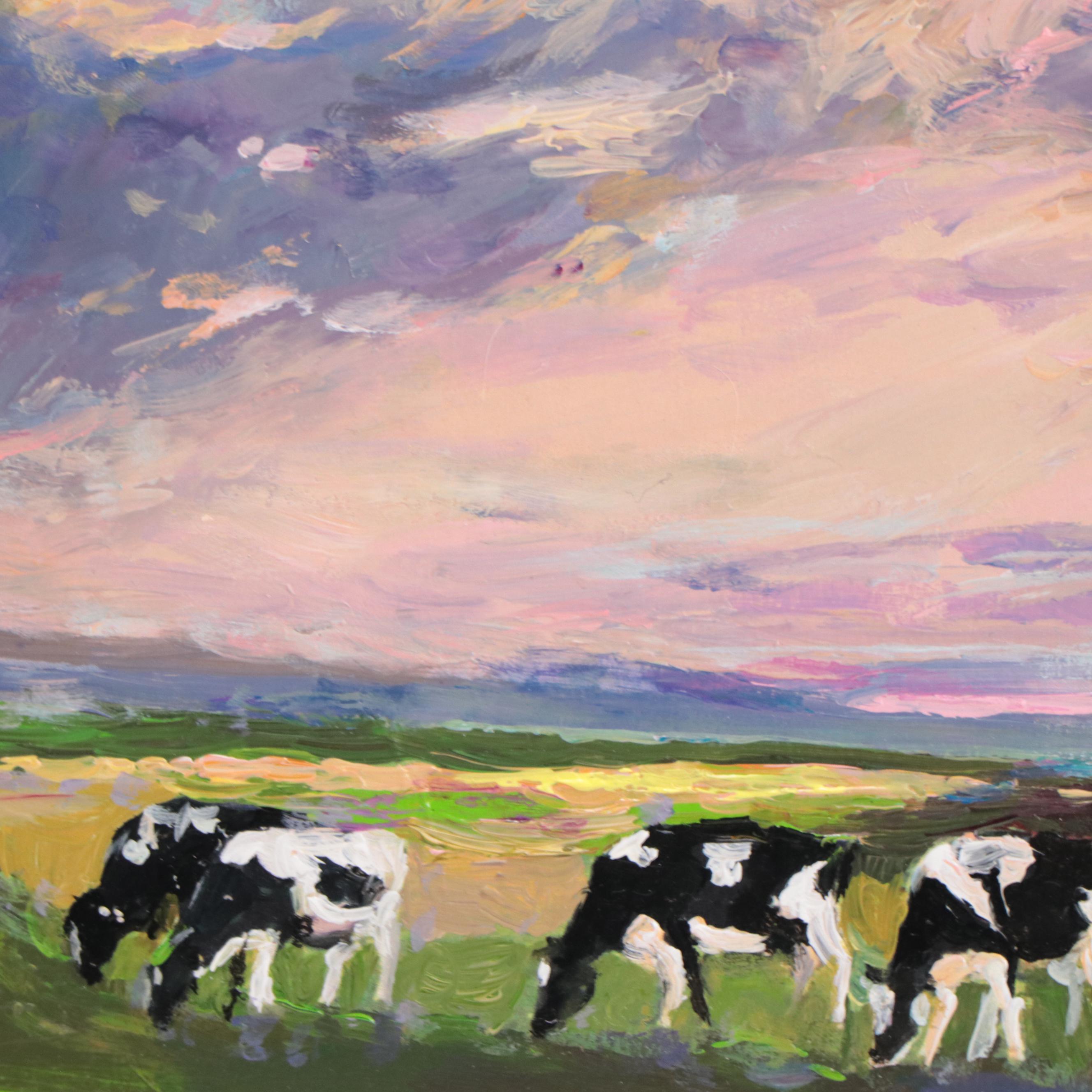 Agnes Rey Oil Painting of Cows In Landscape, 2022 | EBTH