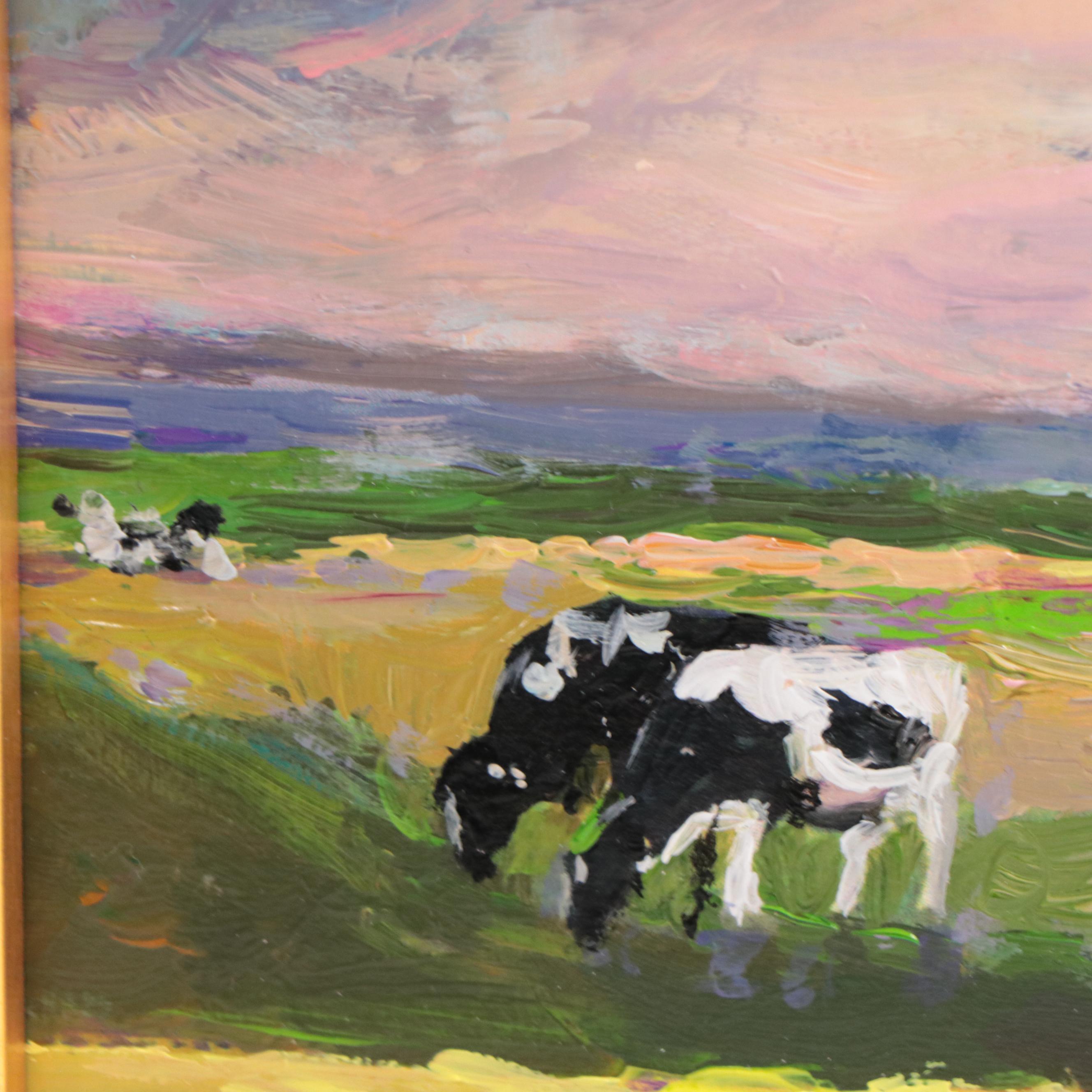 Agnes Rey Oil Painting of Cows In Landscape, 2022 | EBTH