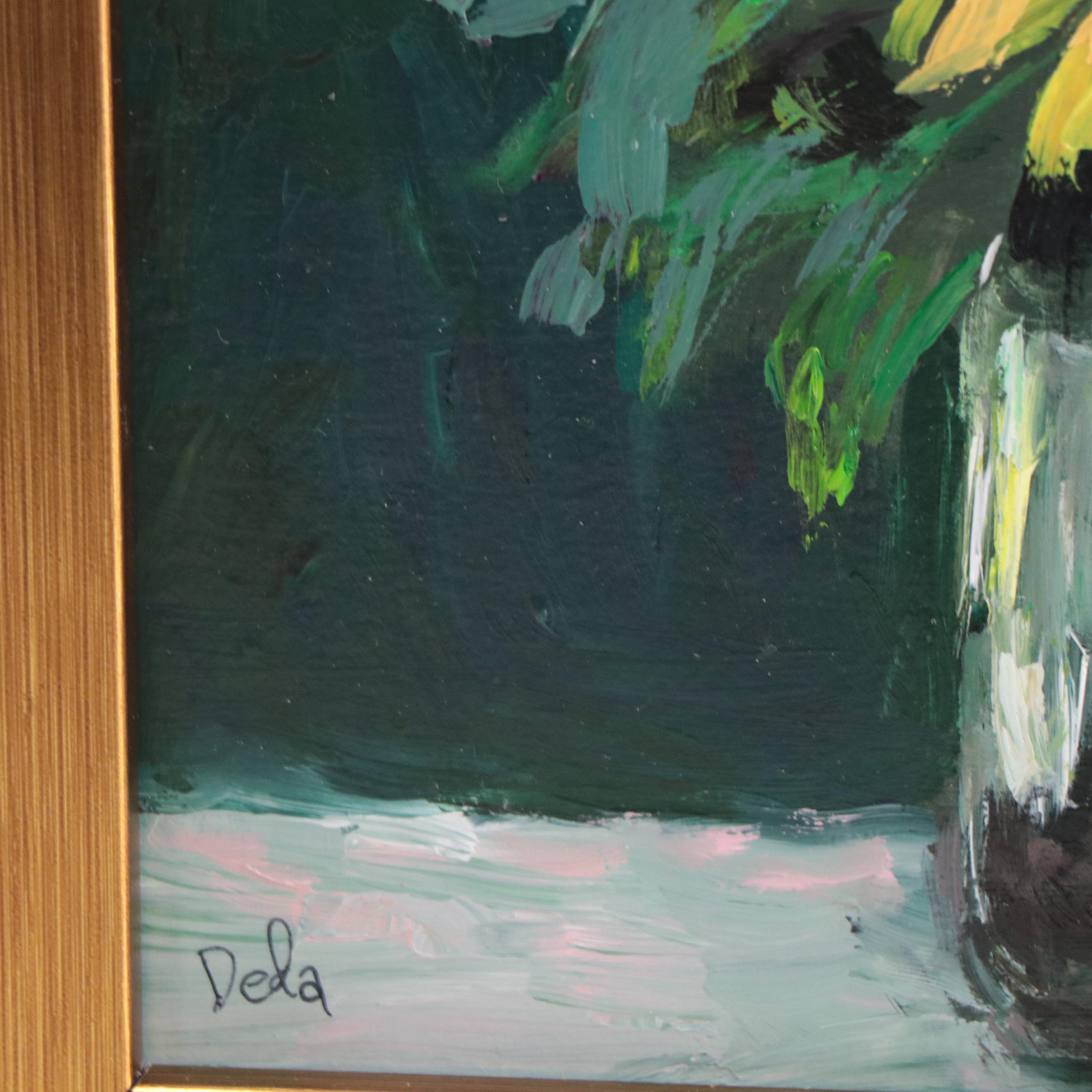 Adam Deda Oil Painting of Floral Still Life "Girasoles," 2022 | EBTH
