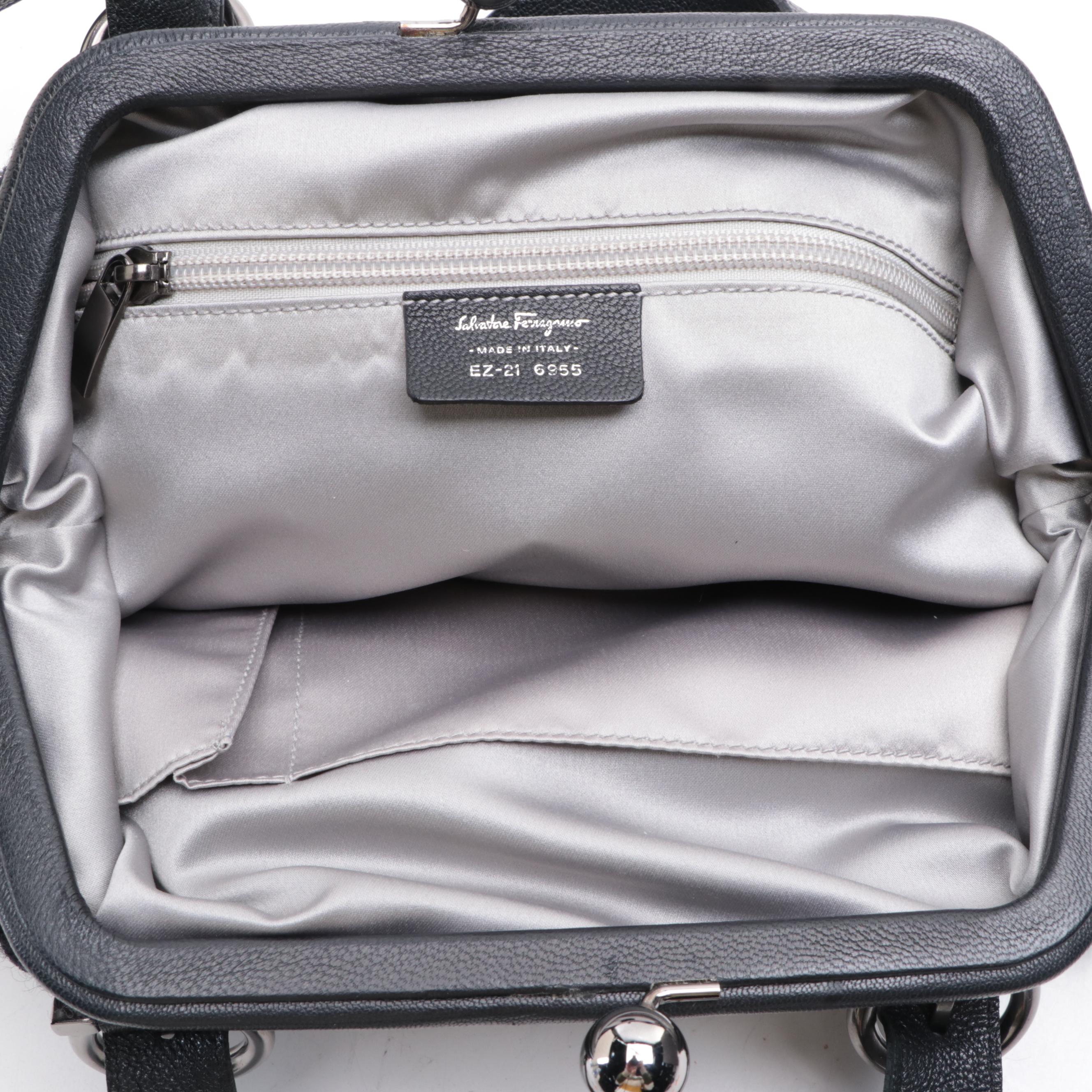 Salvatore Ferragamo Kiss Lock Frame Bag in Knit with Leather | EBTH