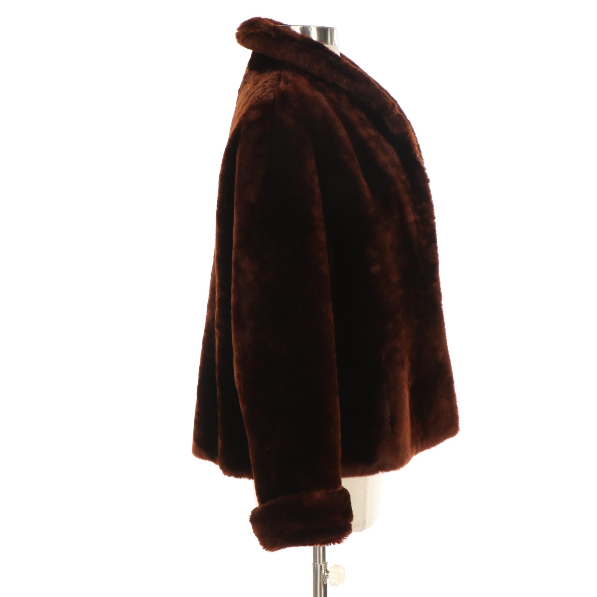 Mahogany Dyed Mouton Fur Jacket with Turned-Back Cuffs | EBTH
