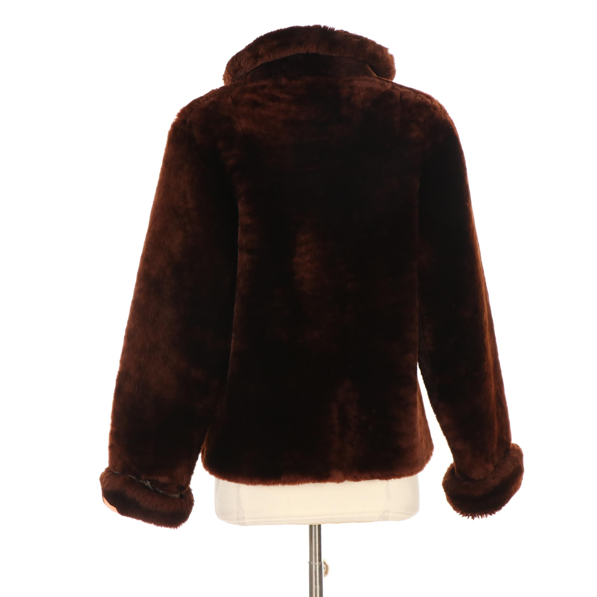 Mahogany Dyed Mouton Fur Jacket with Turned-Back Cuffs | EBTH