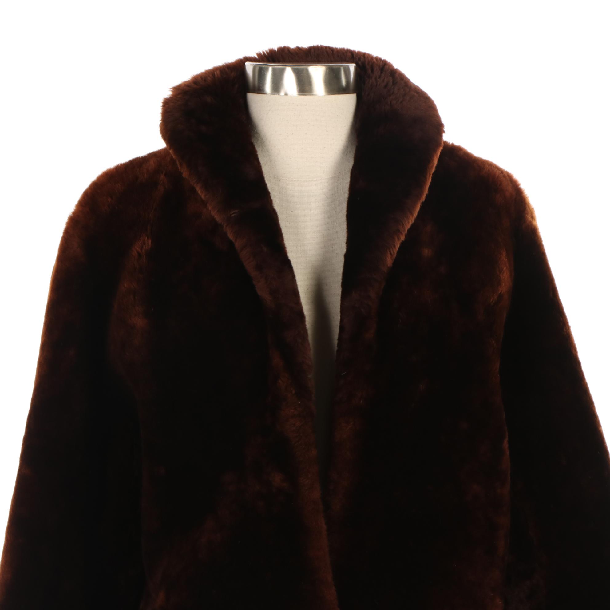 Mahogany Dyed Mouton Fur Jacket with Turned-Back Cuffs | EBTH
