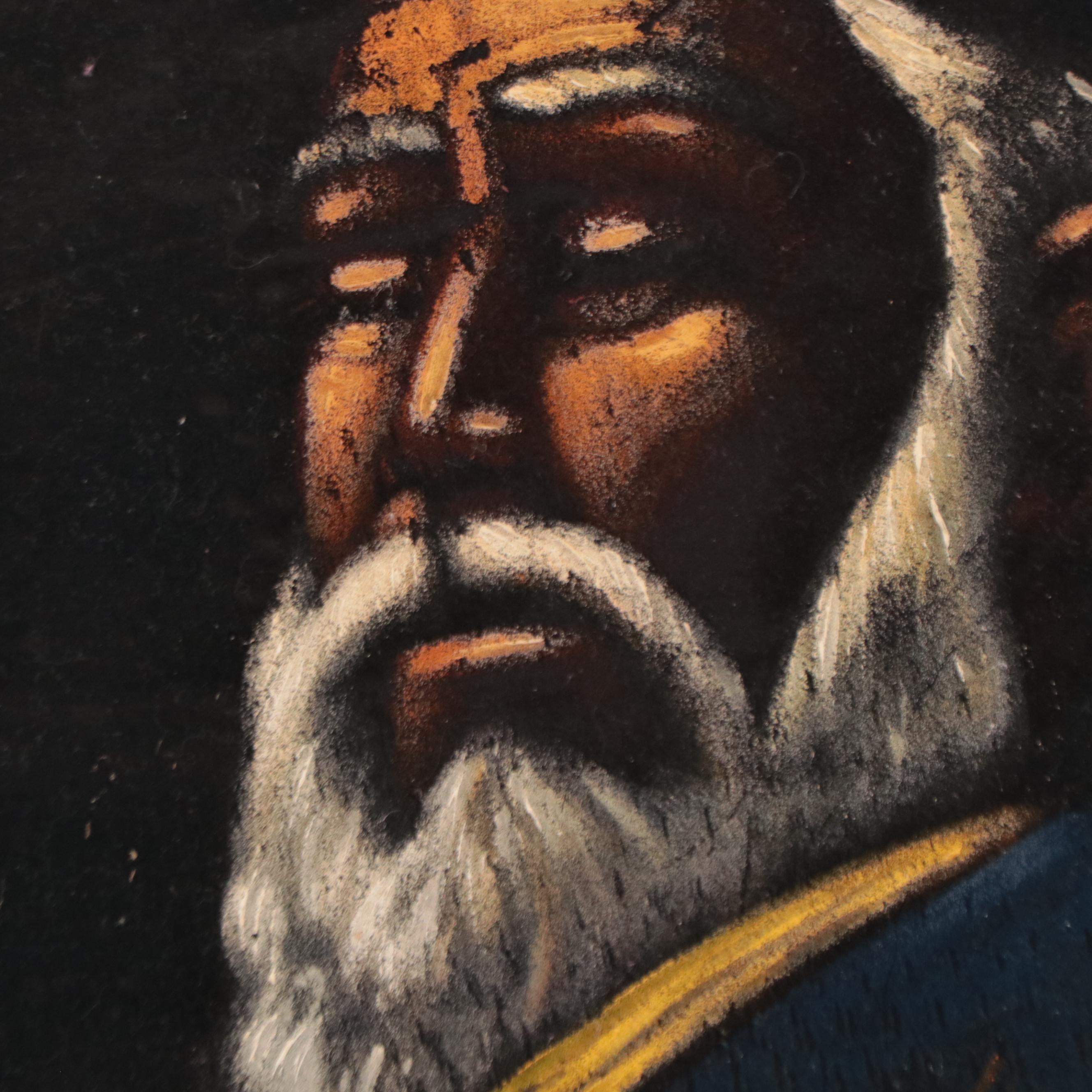 Acrylic Painting of Rabbi With Scripture and Cup | EBTH