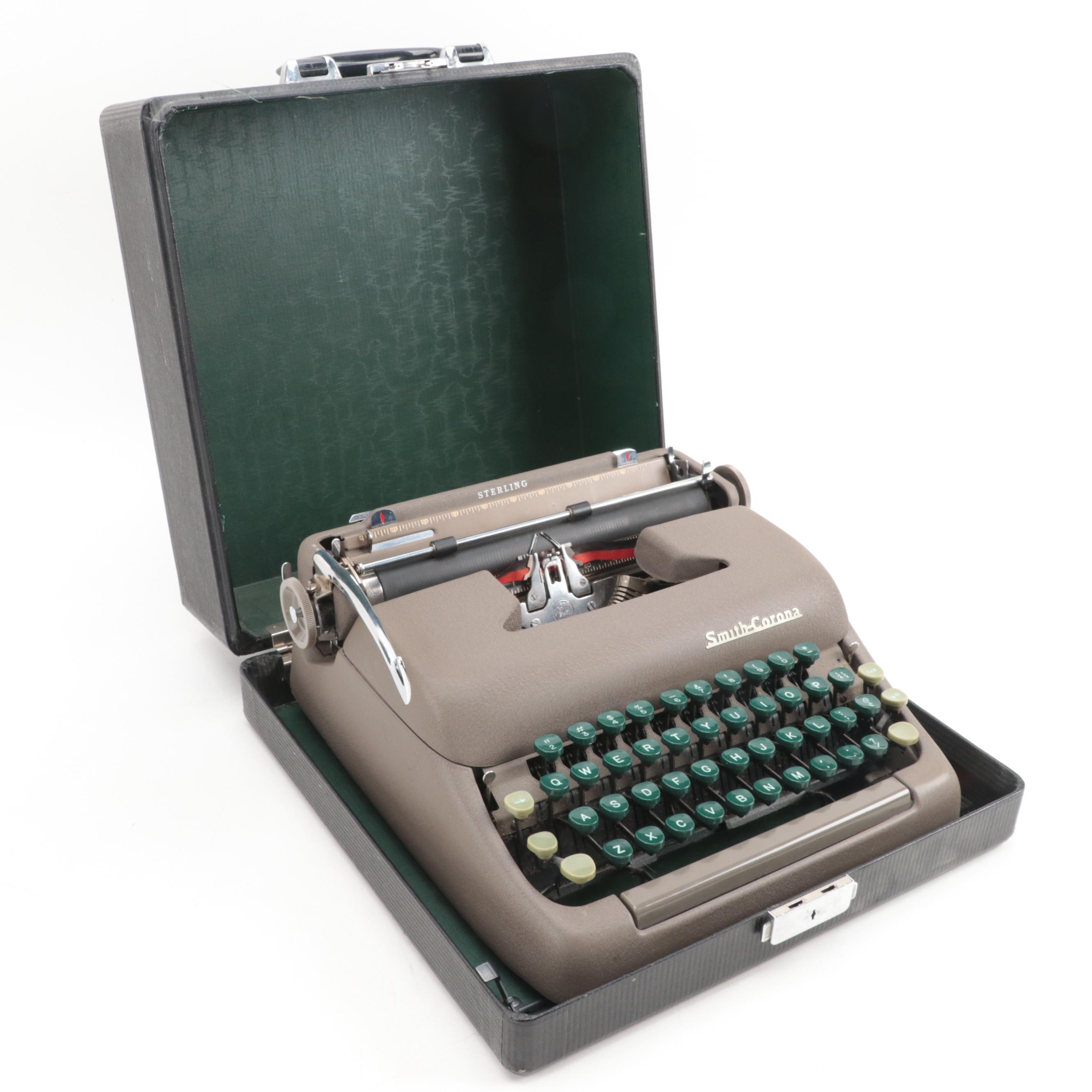 Smith-Corona Sterling Portable Typewriter with Case, Mid-20th Century ...