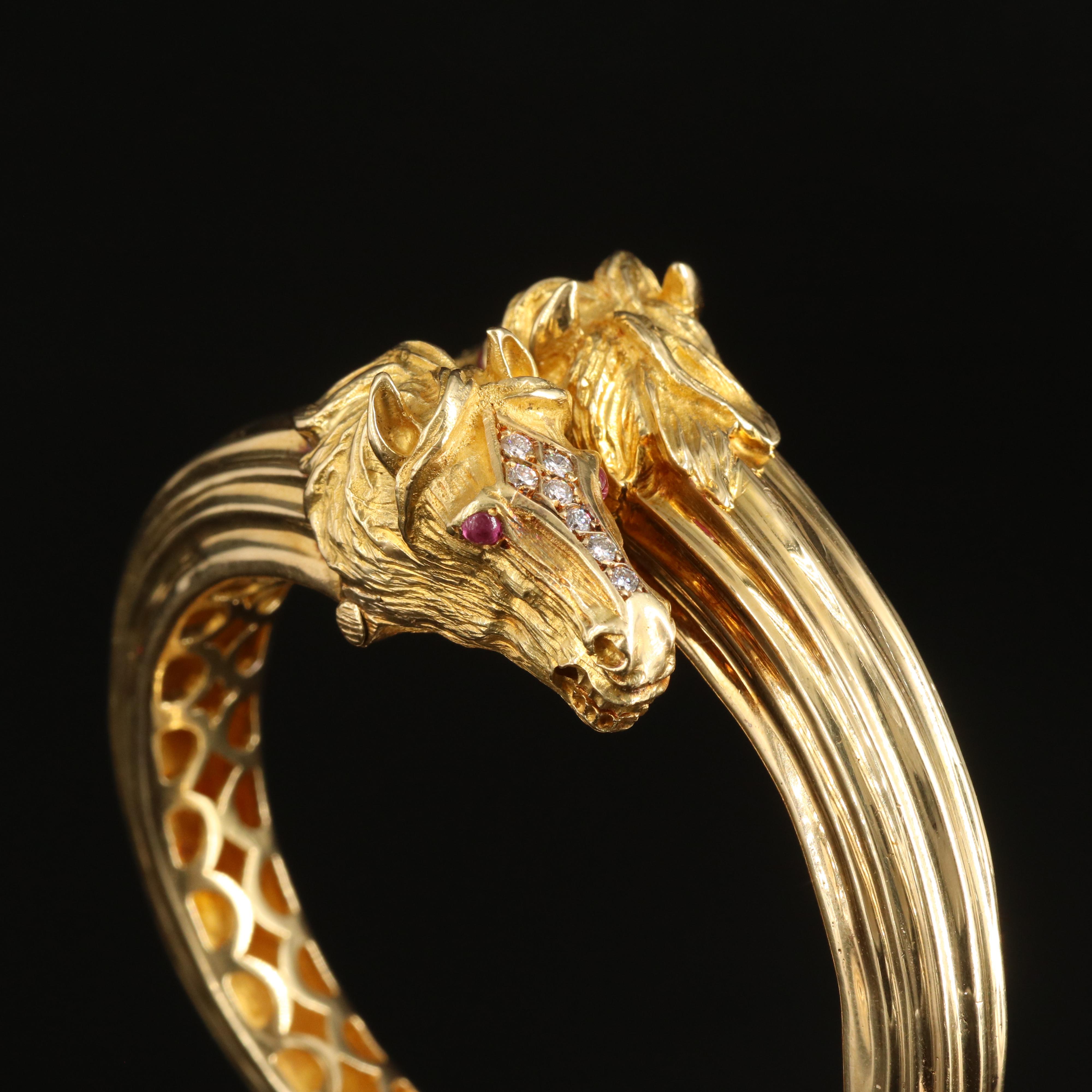 Maramenos & Pateras 18K Diamond and Ruby "Horses" Bracelet | EBTH