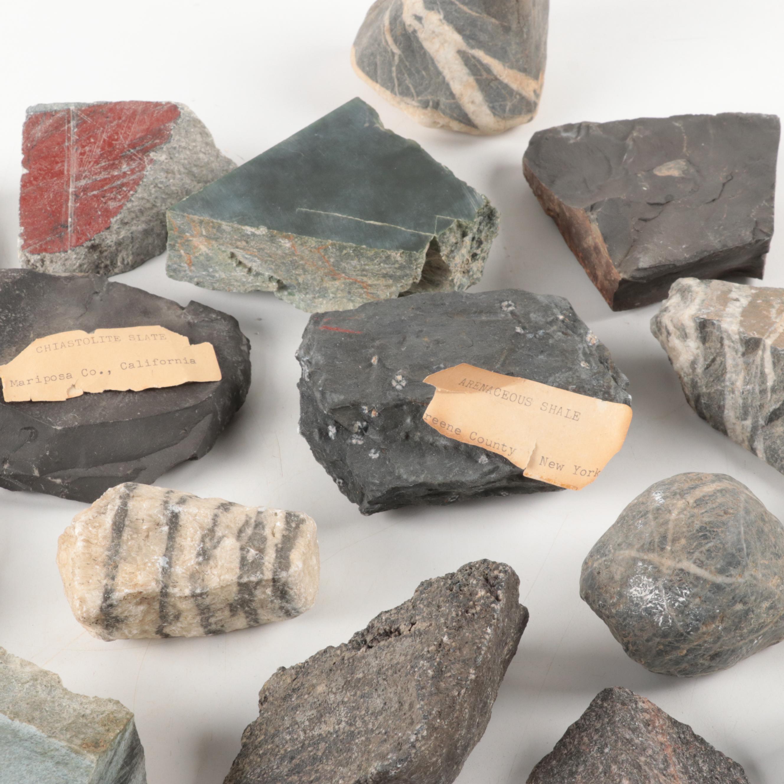 Serpentine, Arenaceous Shale, Gneiss, Marble and More Mineral Specimens ...