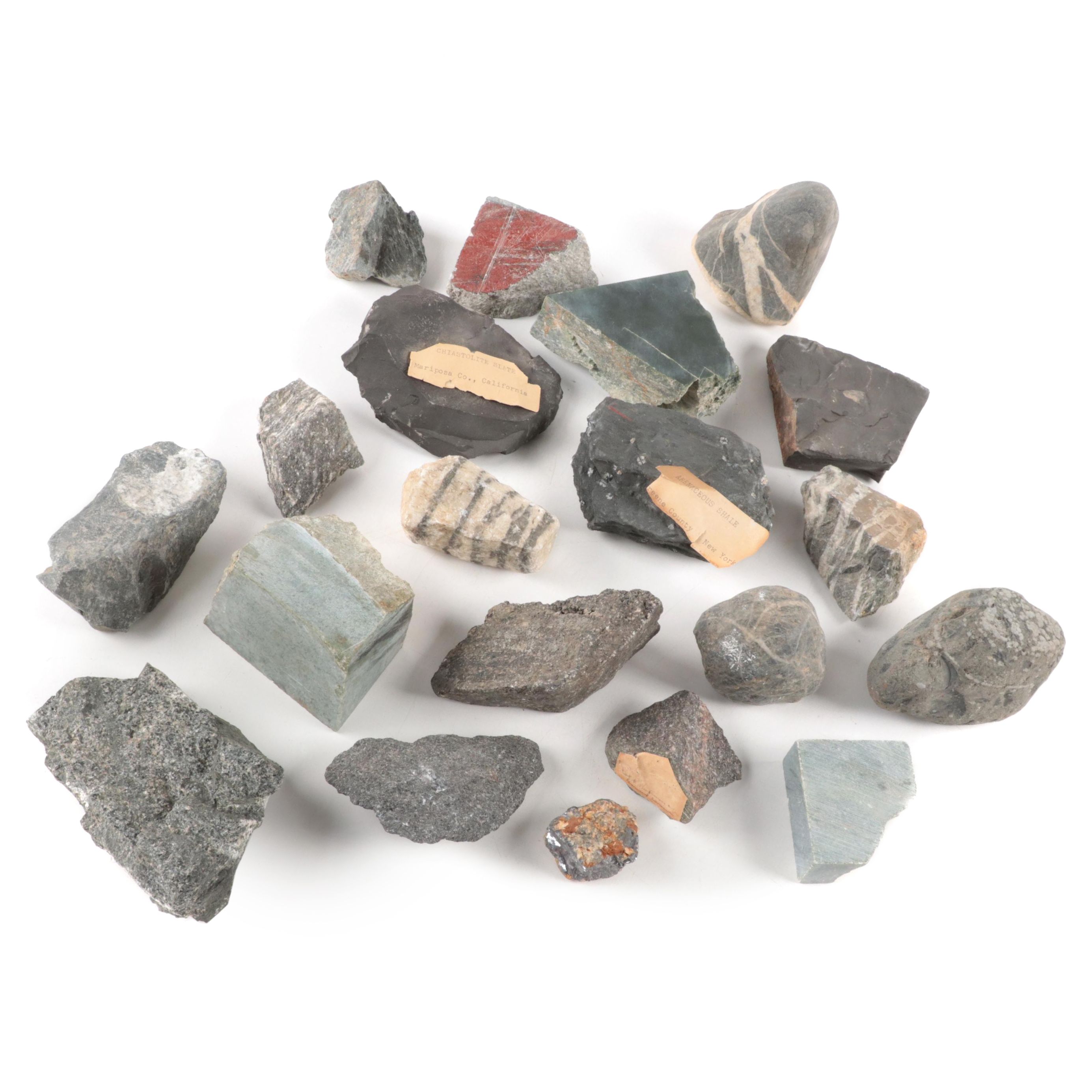 Serpentine, Arenaceous Shale, Gneiss, Marble and More Mineral Specimens ...