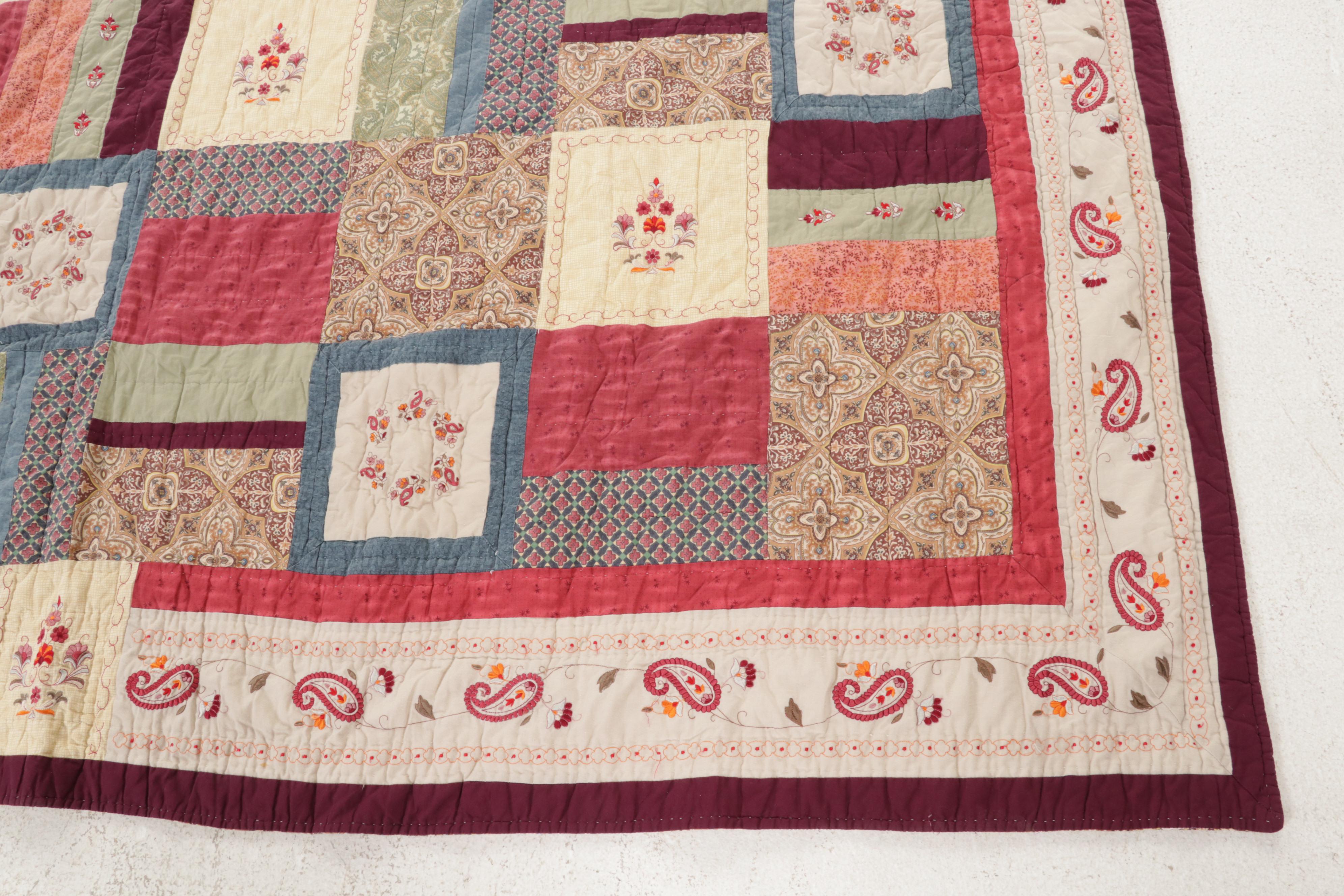 Machine Made Patchwork Paisley Quilt | EBTH
