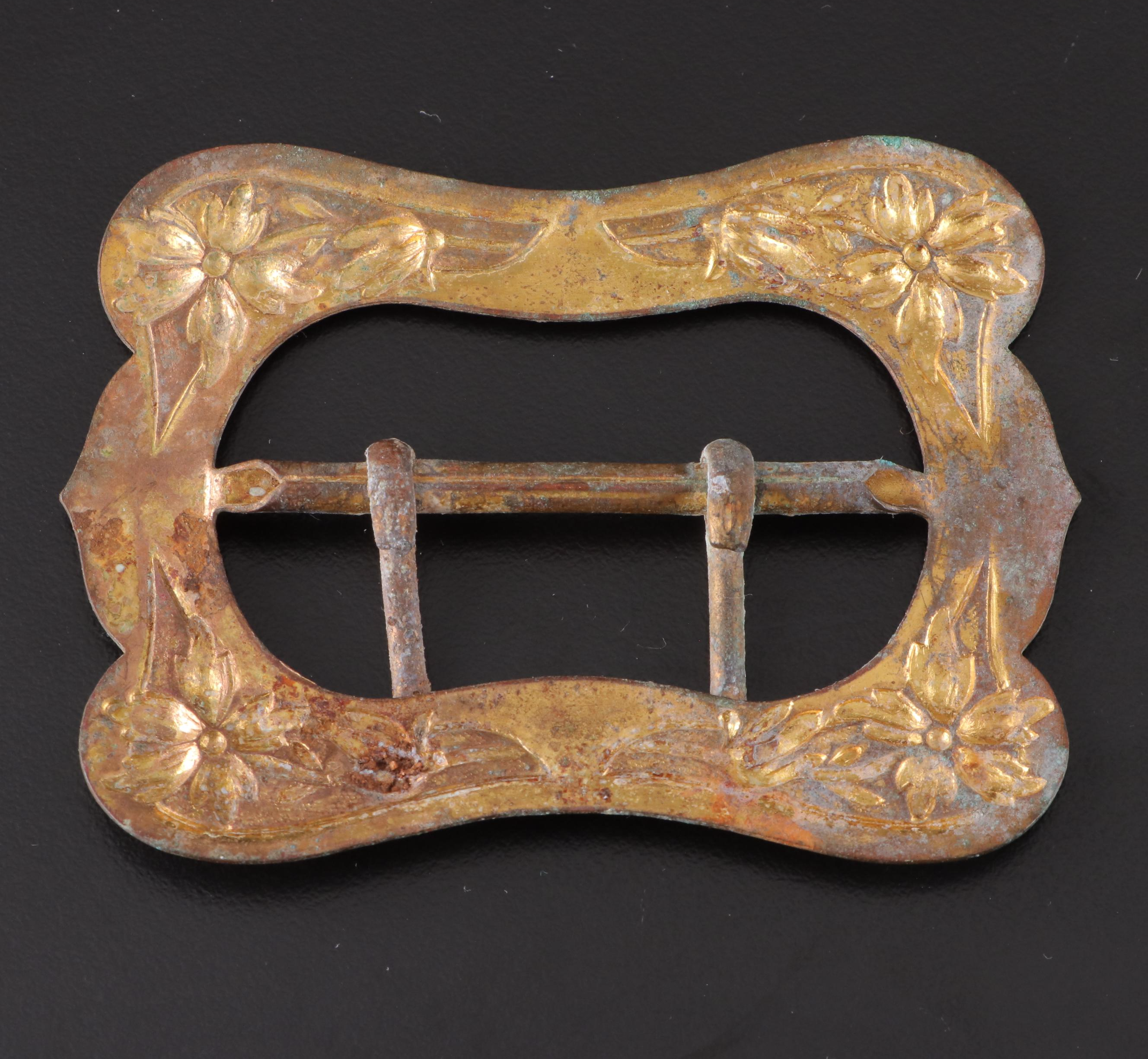 Victorian Era Metal Sash Buckle and Embellished Brooch | EBTH