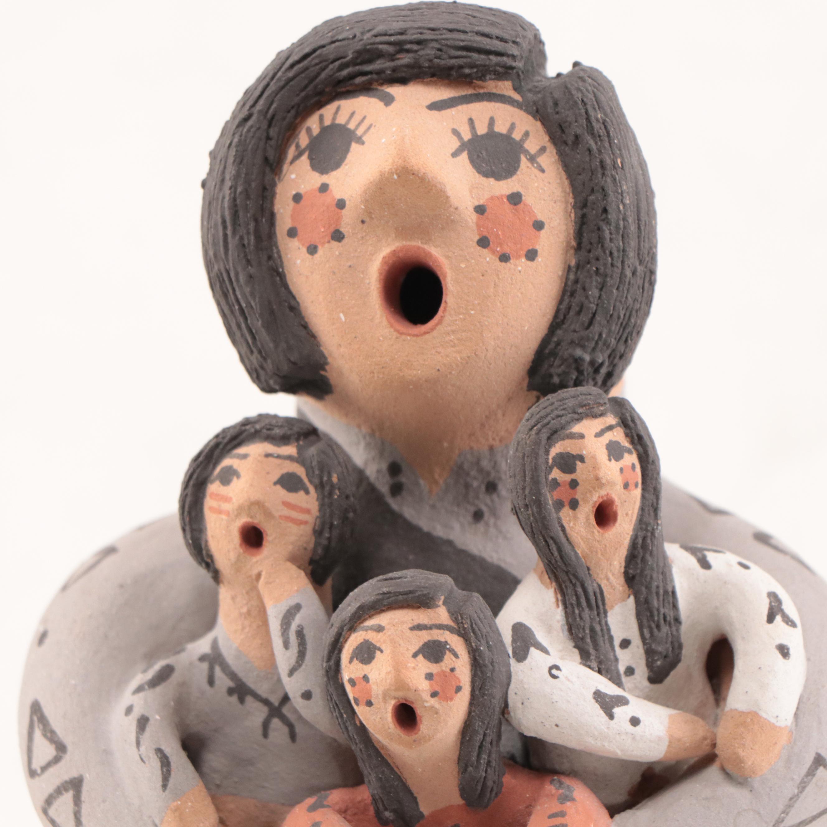 Chris Fragua Jemez Pueblo Hand-Painted Clay Storyteller Figure | EBTH