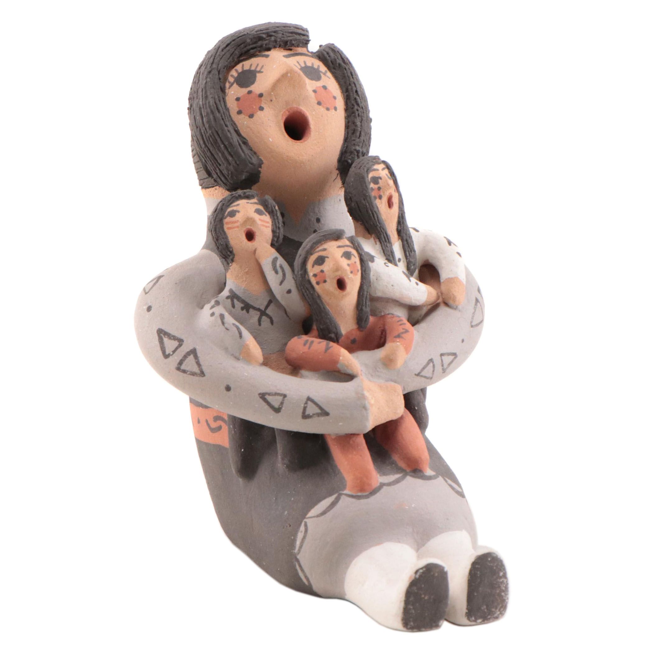 Chris Fragua Jemez Pueblo Hand-Painted Clay Storyteller Figure | EBTH