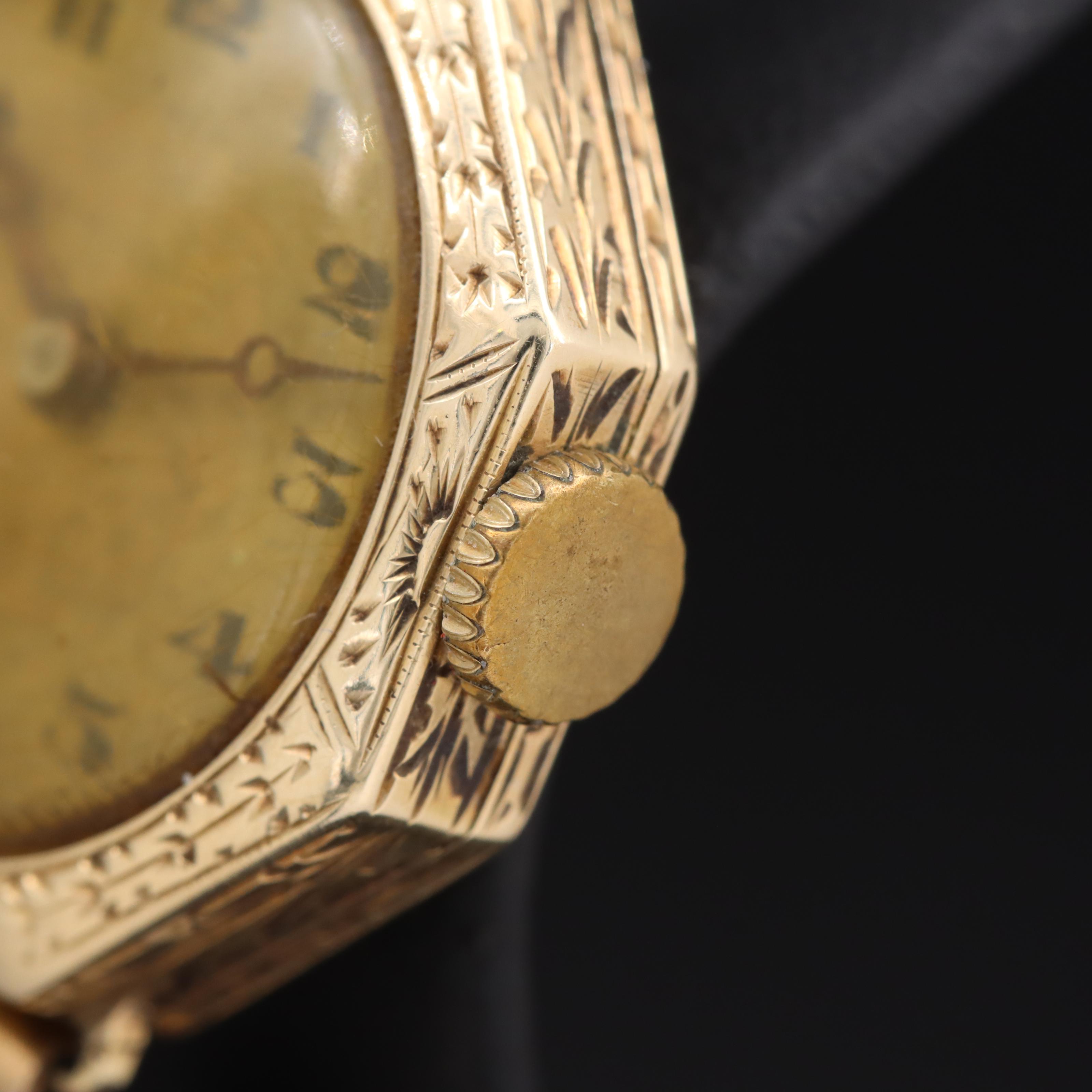 14K Swiss Ornate Octagonal Shape Vintage Wristwatch | EBTH