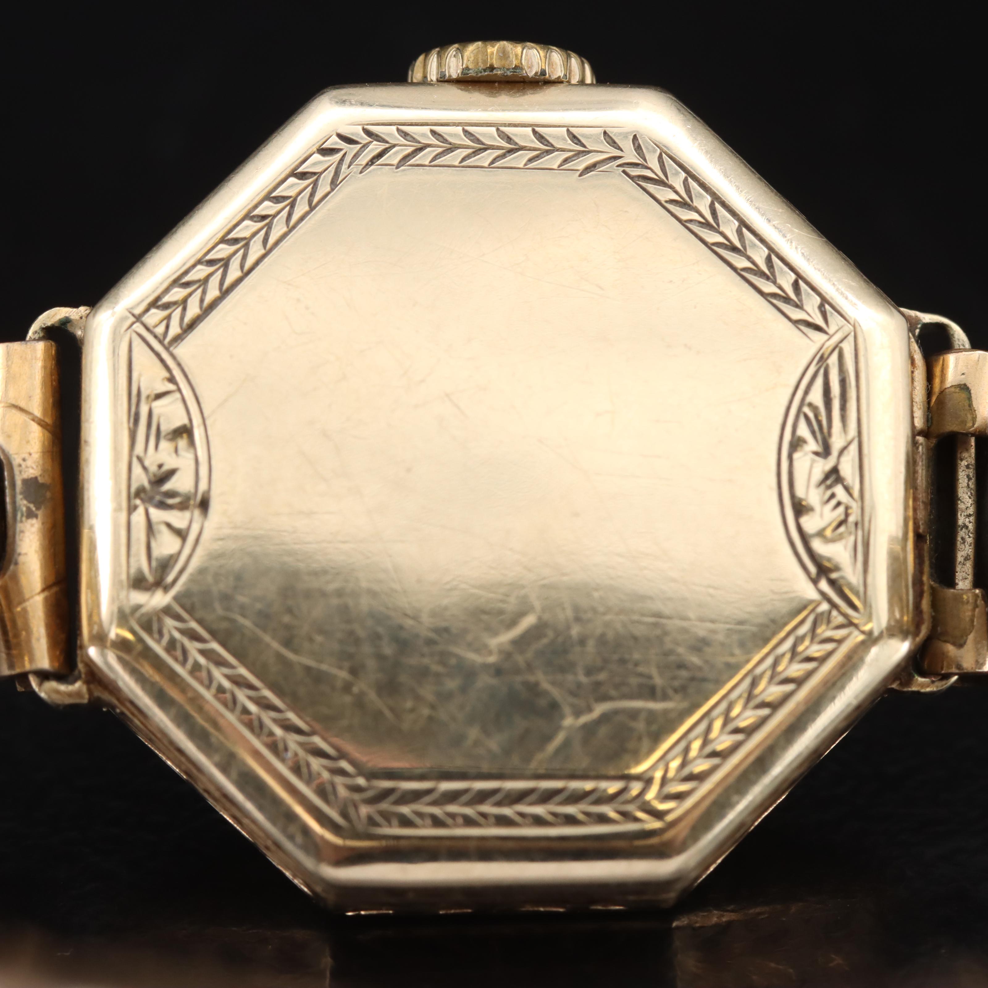14K Swiss Ornate Octagonal Shape Vintage Wristwatch | EBTH
