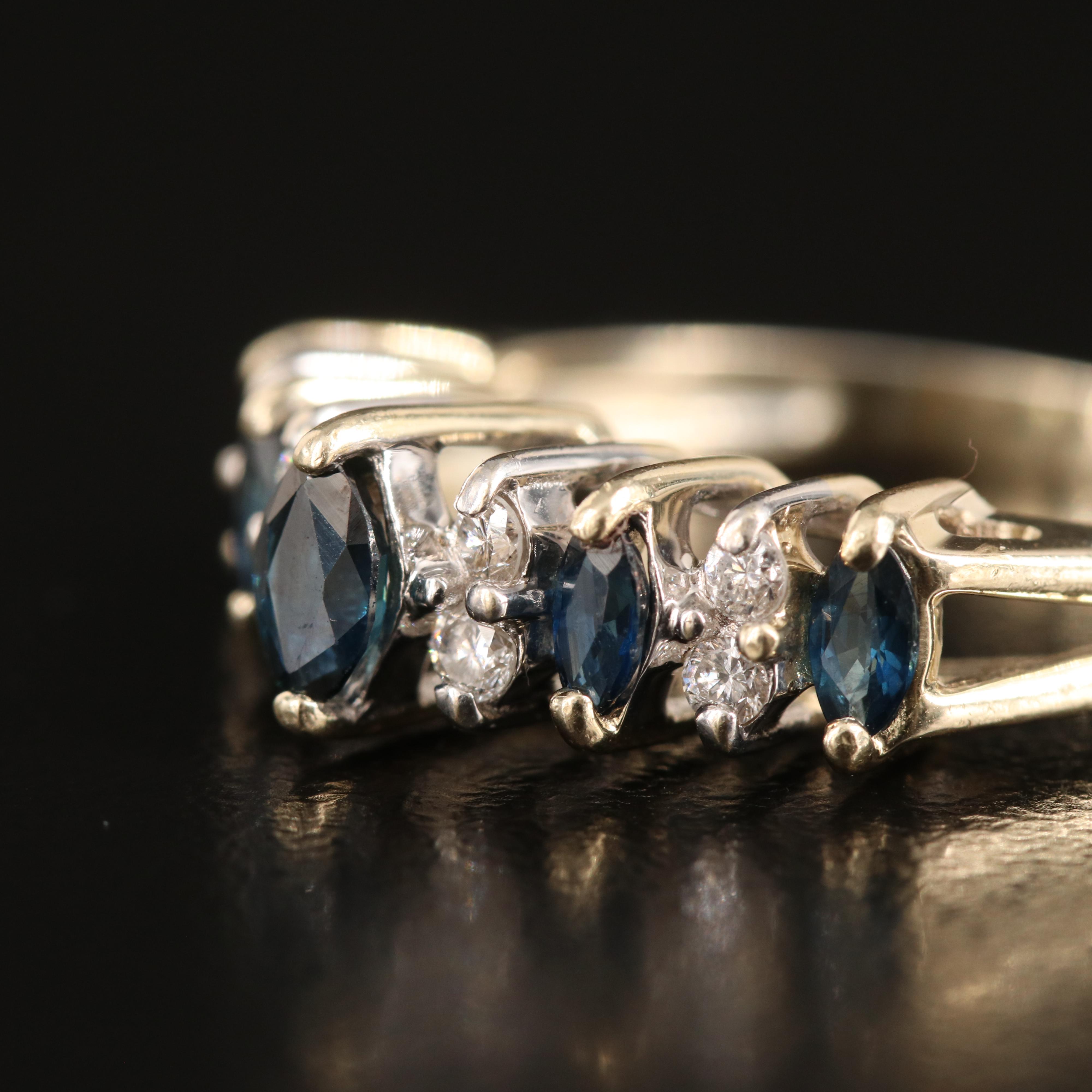 14K Sapphire and Diamond Stepped Ring | EBTH