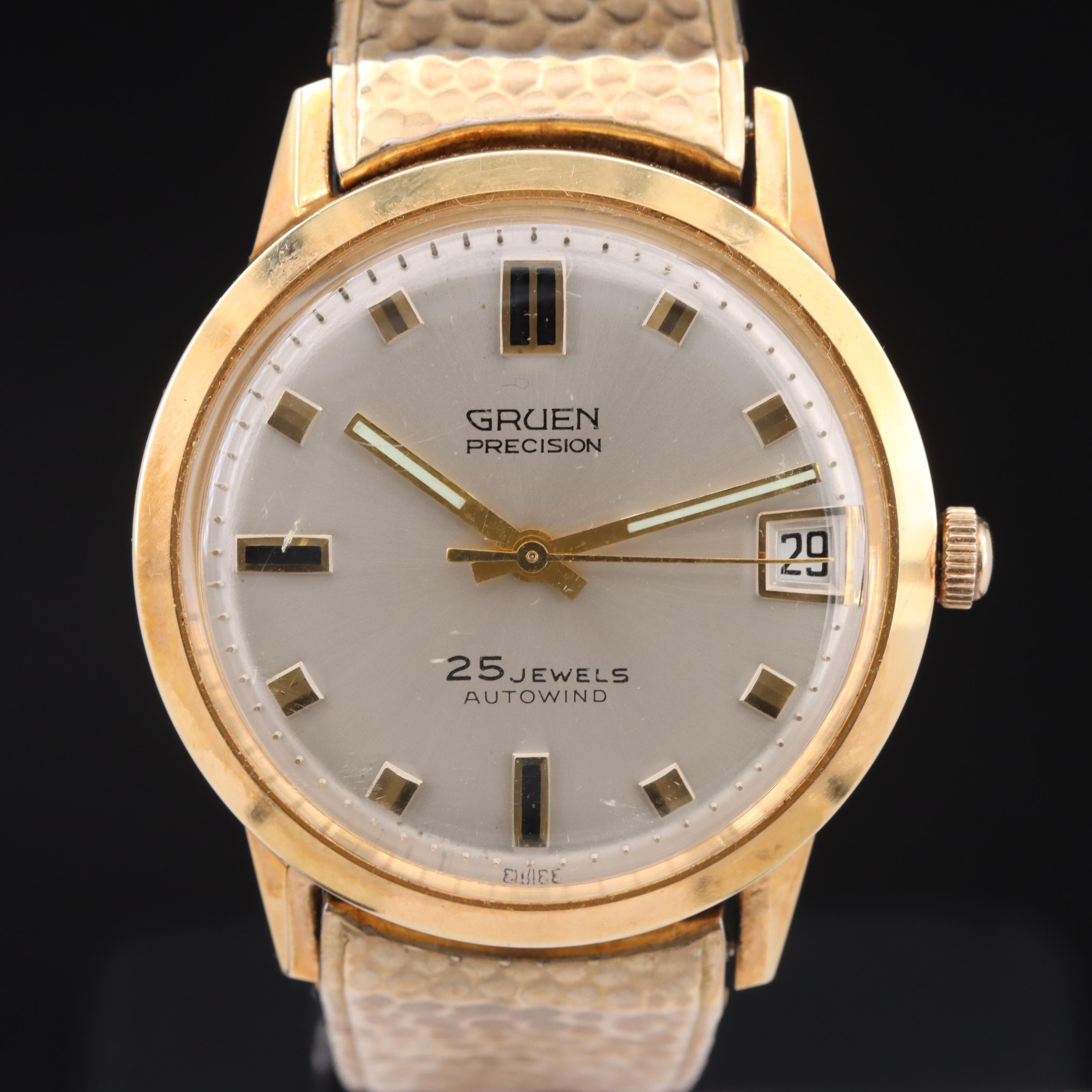 14K Gruen Precision Autowind with Date Wristwatch | EBTH