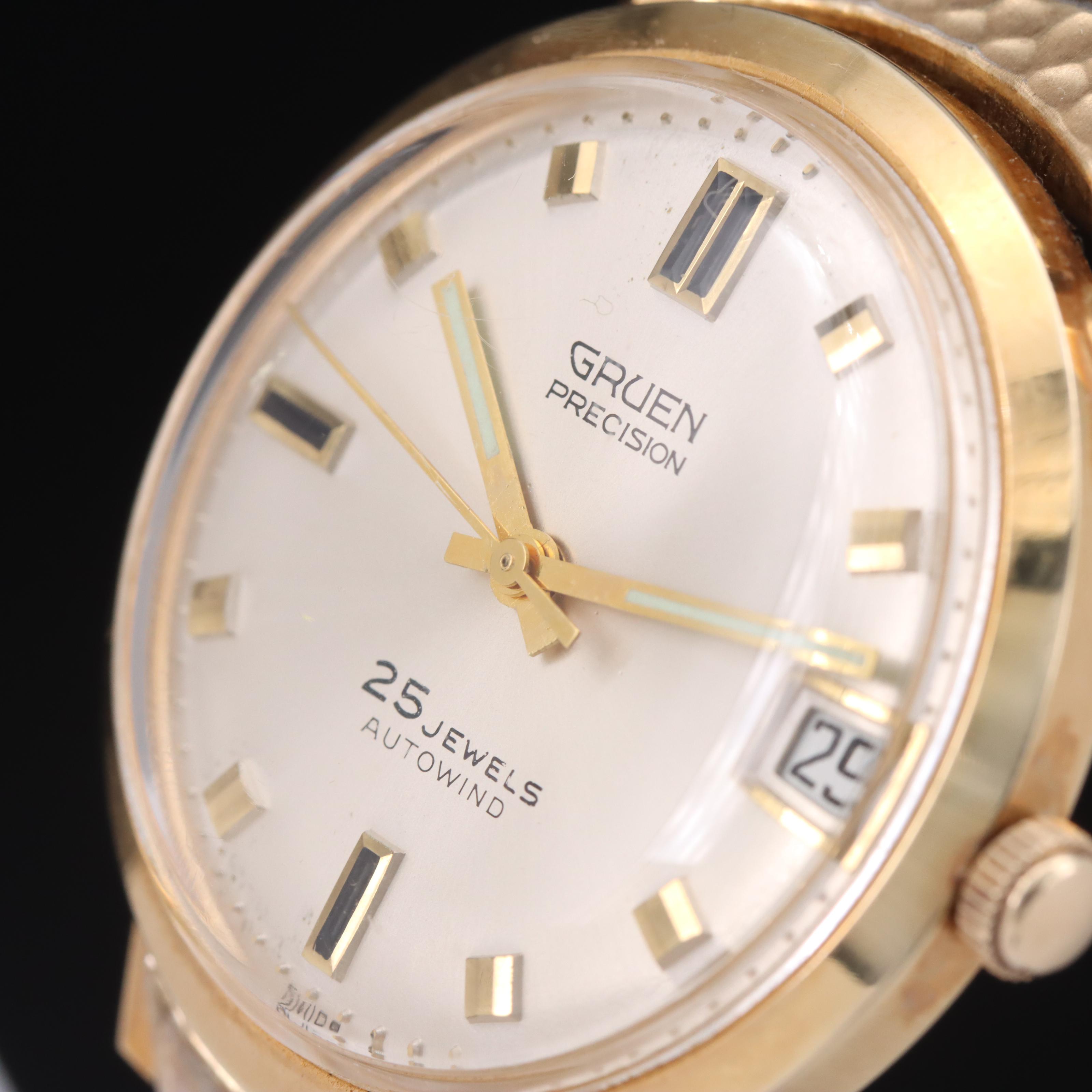 14K Gruen Precision Autowind with Date Wristwatch | EBTH