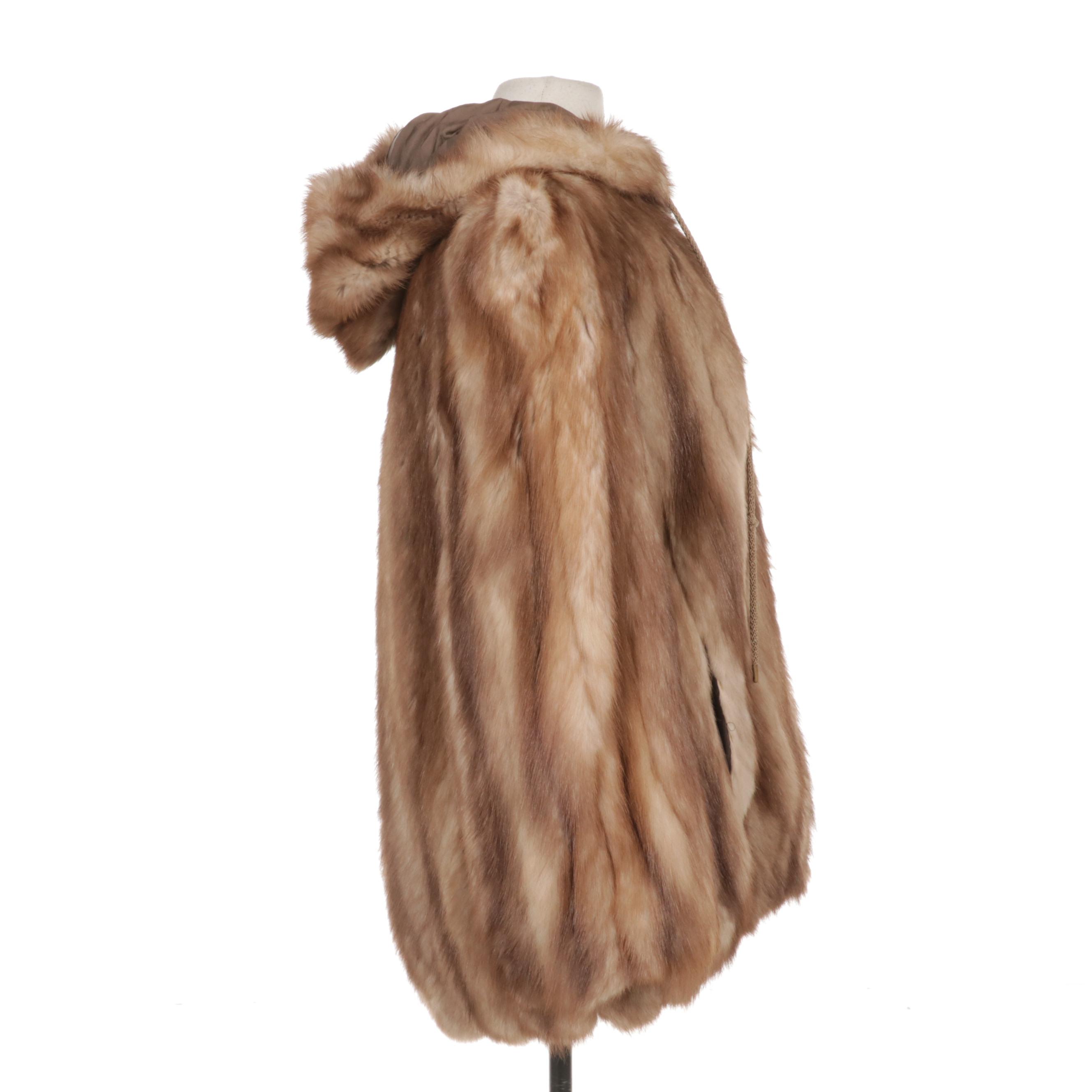 Stone Martin Fur Hooded Zip-Up Jacket, Late 20th Century | EBTH